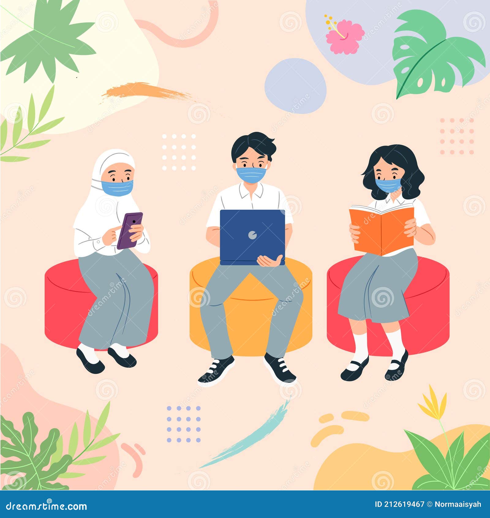 High School Students Learning in New Normal Stock Vector - Illustration ...