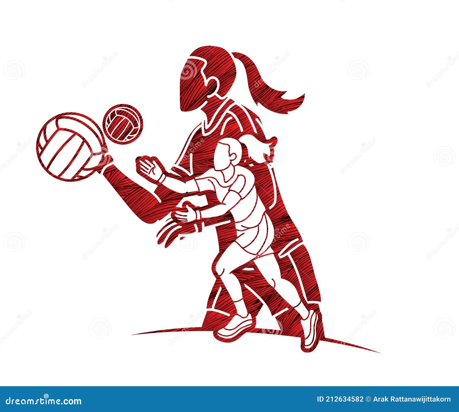 Group of Gaelic Football Female Players Sport Action Cartoon Graphic ...