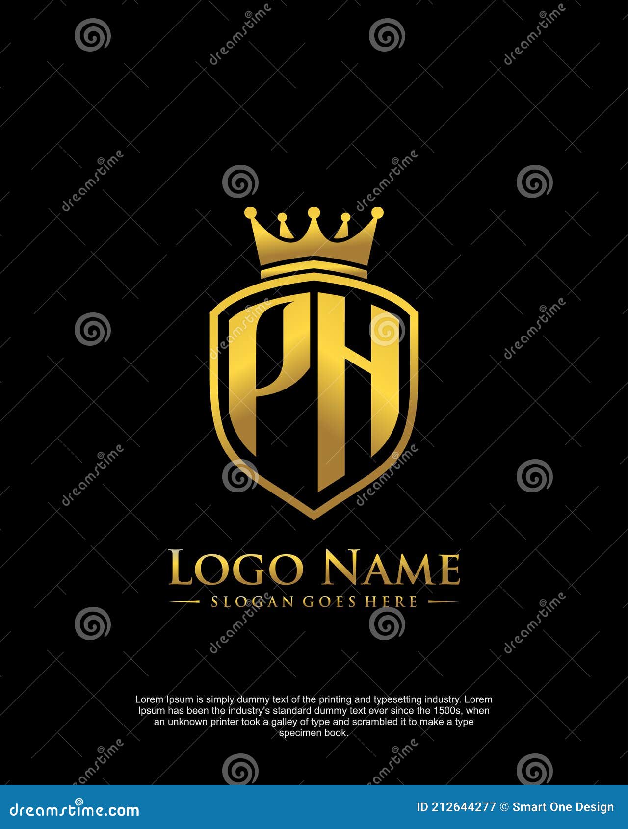 Initial PH Letter with Shield Style Logo Template Vector Stock Vector ...