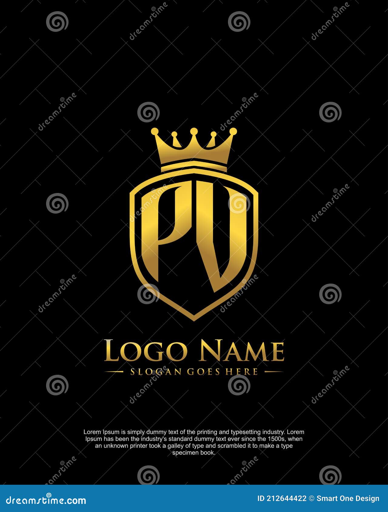 Initial PV Letter with Shield Style Logo Template Vector Stock Vector ...