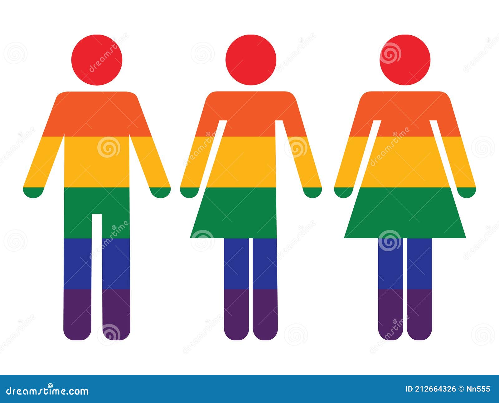 LGBTQ+ Icon. Three Rainbow Colored Gender Icons,illustrating the LGBTQ+ ...