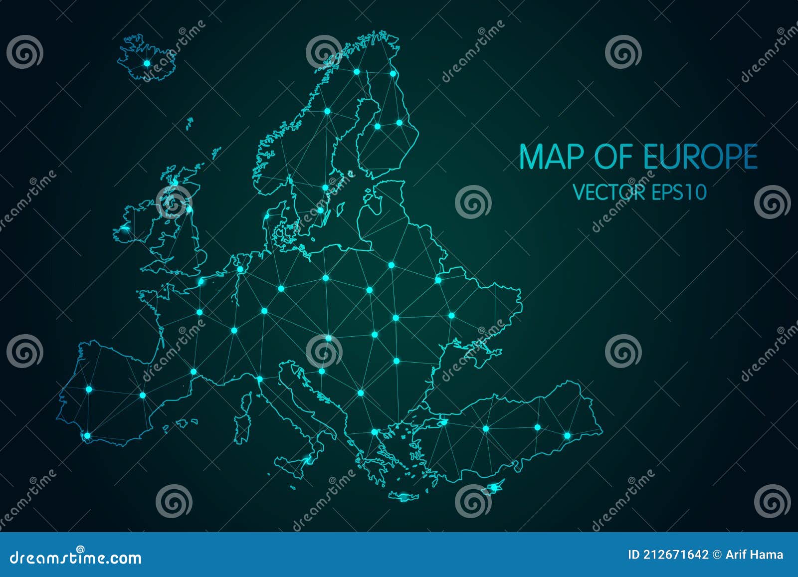 Europe Map With Polygonal Shapes. World Map Linear Continent. Vector ...