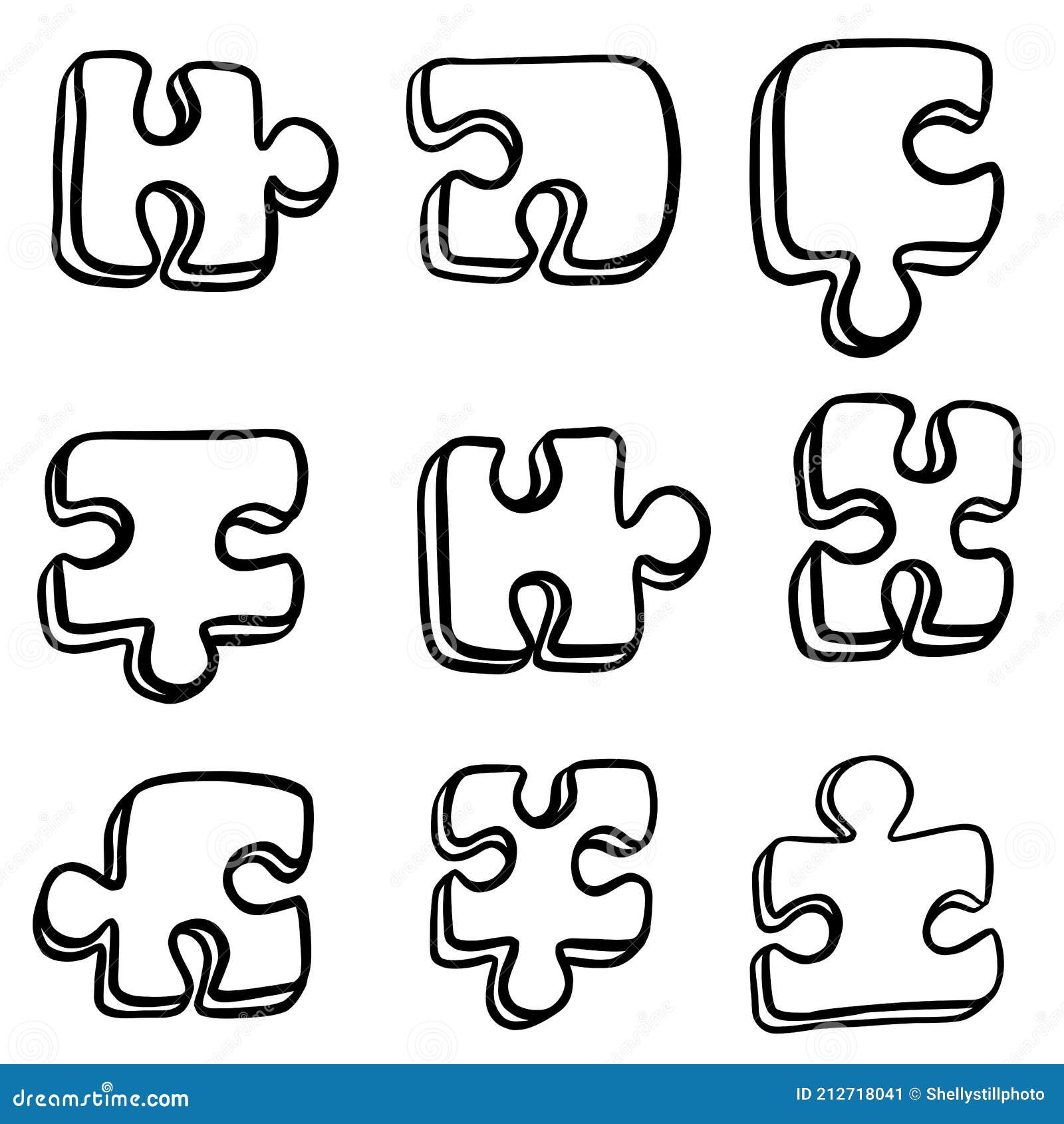 Jigsaw Puzzle Pieces Cartoon Vector Illustrations Stock Vector ...