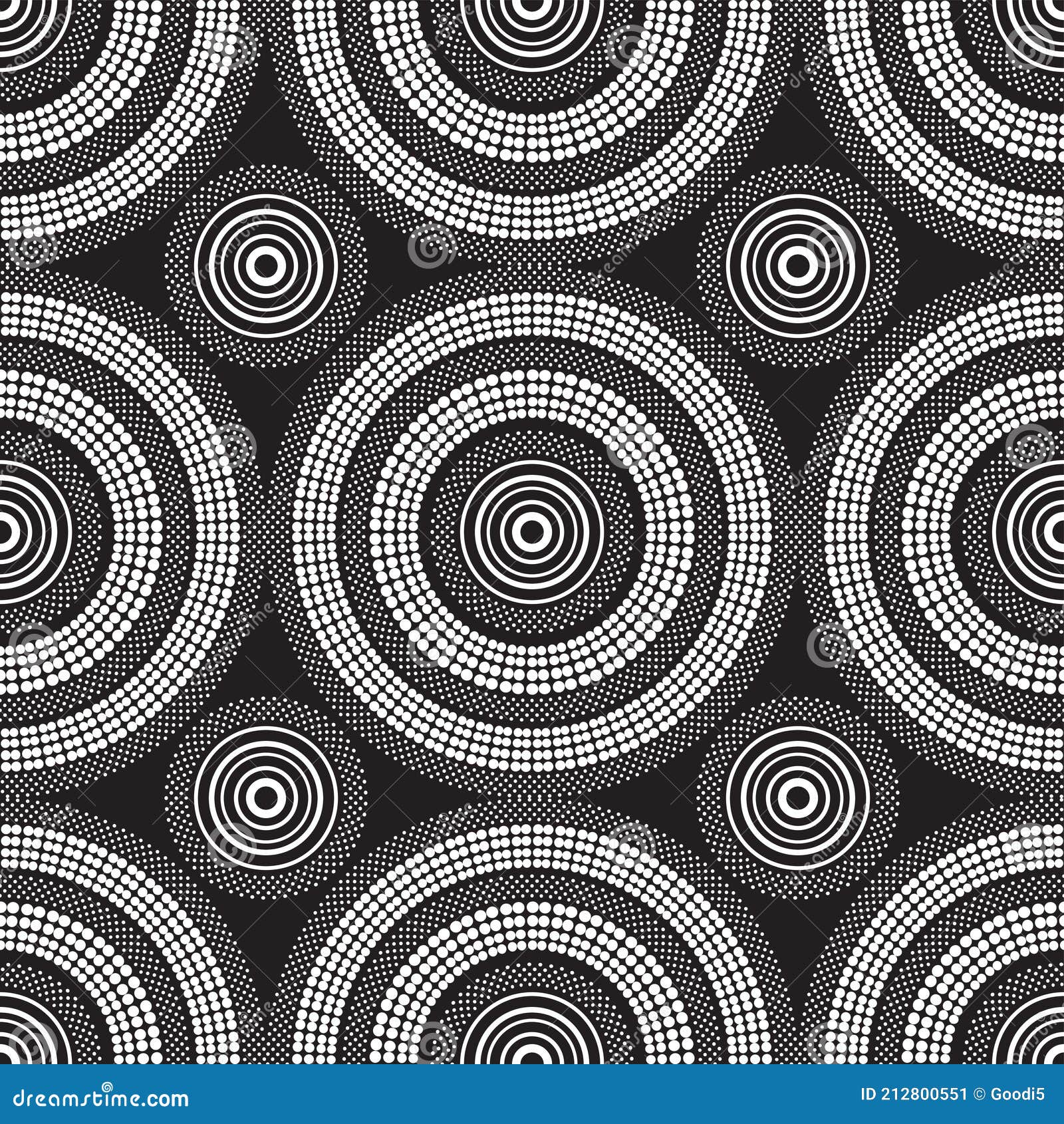 Seamless African Design Circle and Dots Pattern in Black Stock Vector ...