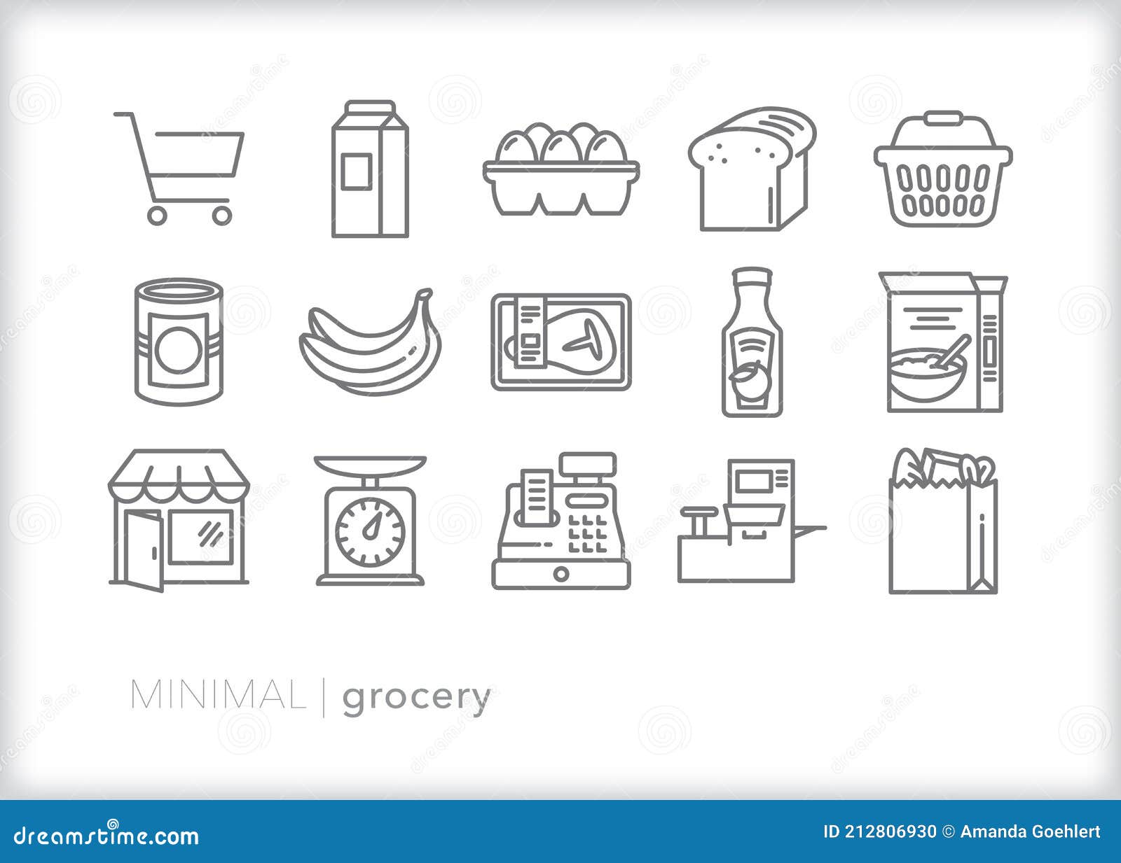 Grocery Icon Set of Food, Drinks and Items Bought at a Grocery Store ...