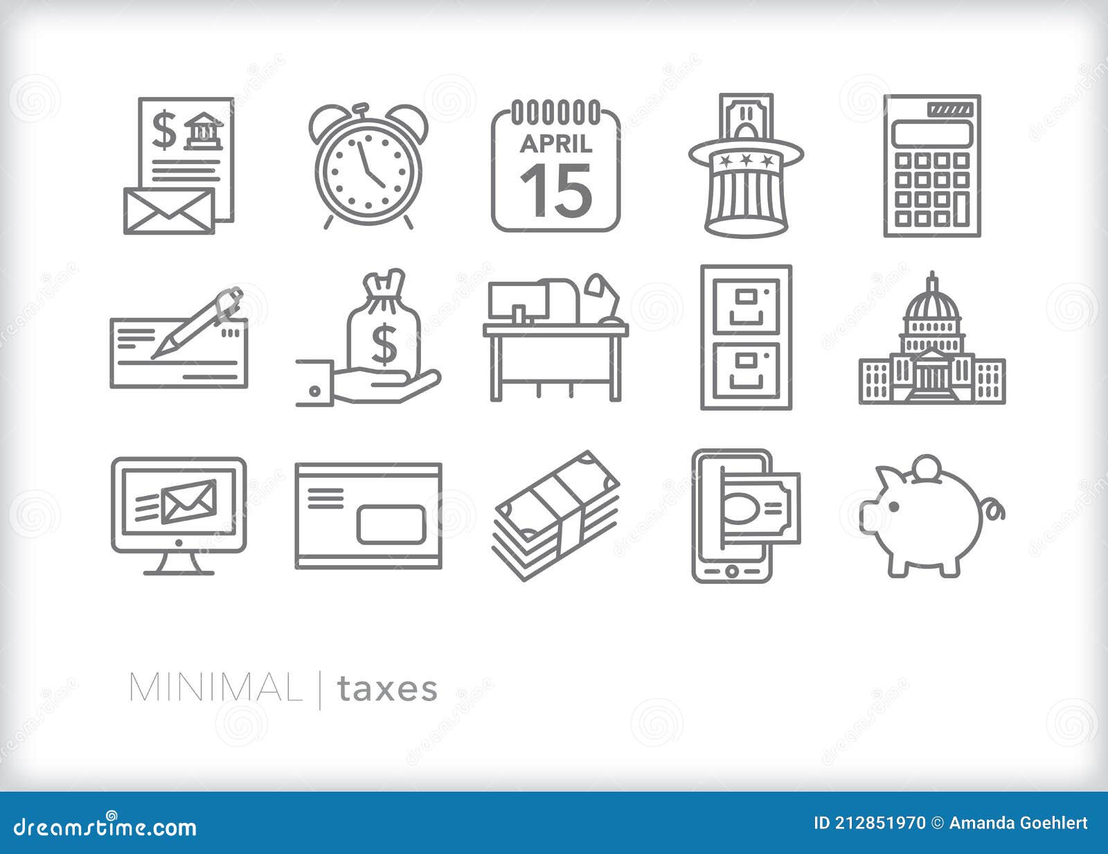 Tax Line Icons for Filing Taxes, Paying Money and Receiving a Refund ...
