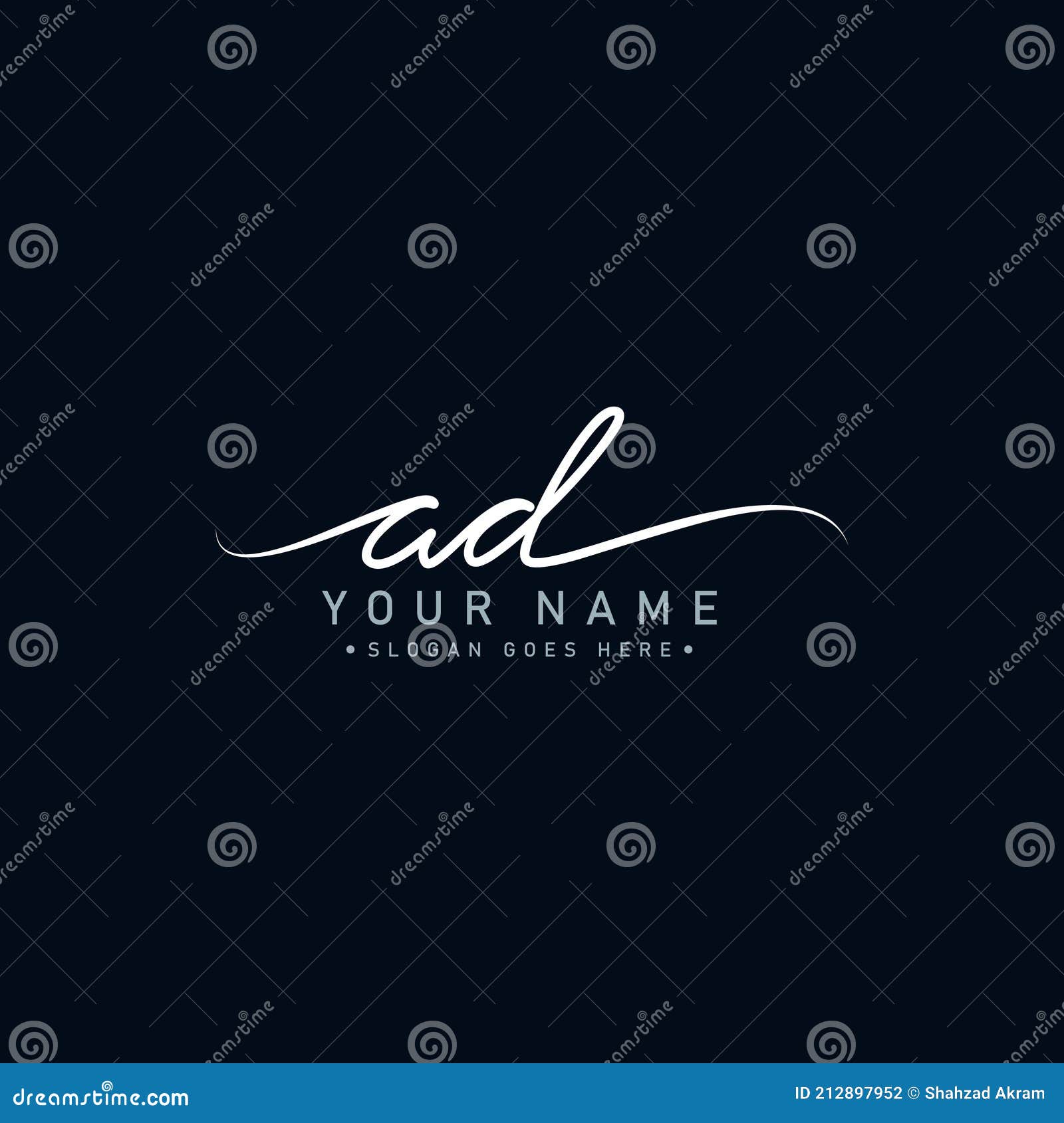 AD Initial Letter Logo - Handwritten Signature Style Logo Stock Vector ...