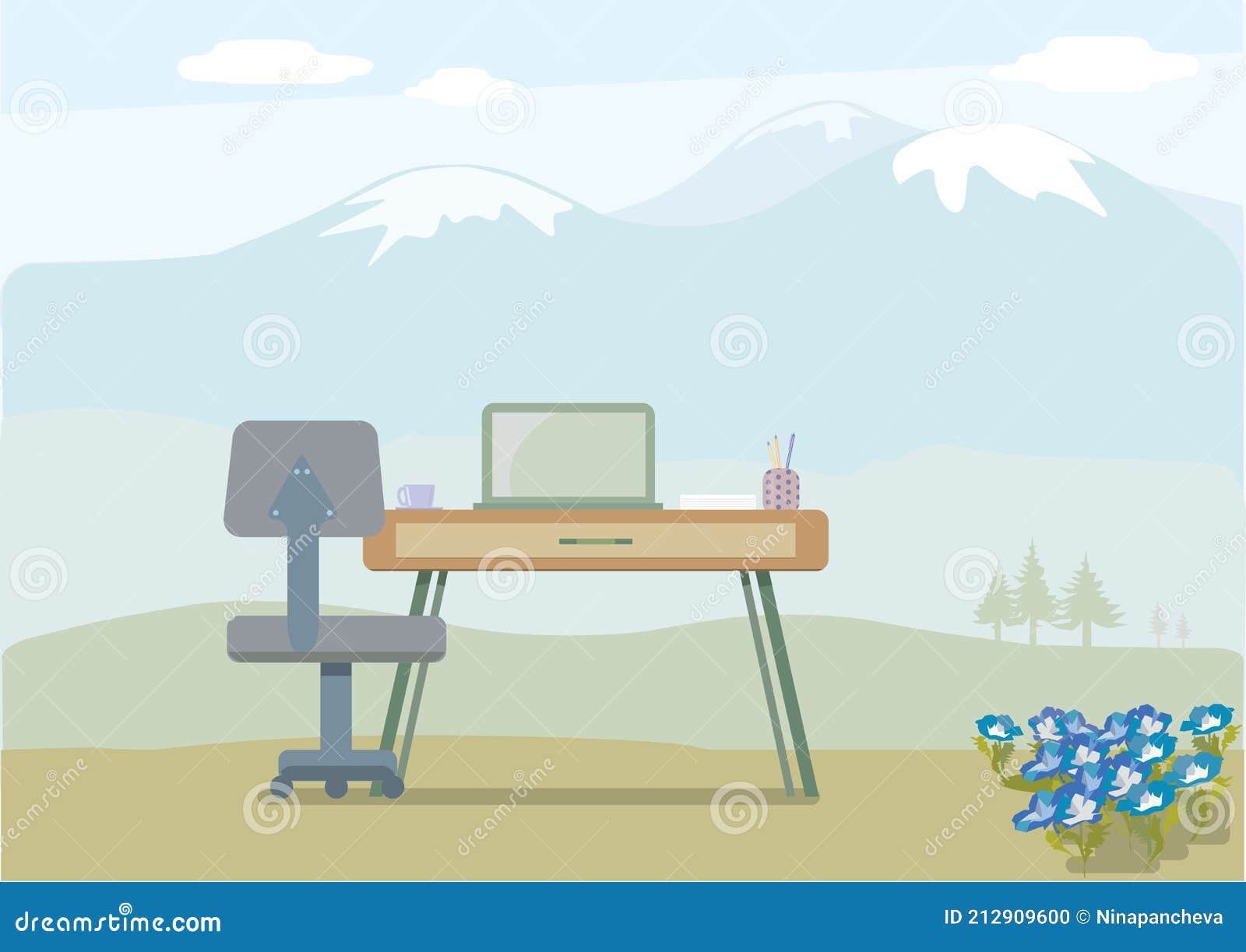Outside Office - Working from Home Stock Vector - Illustration of sunny ...