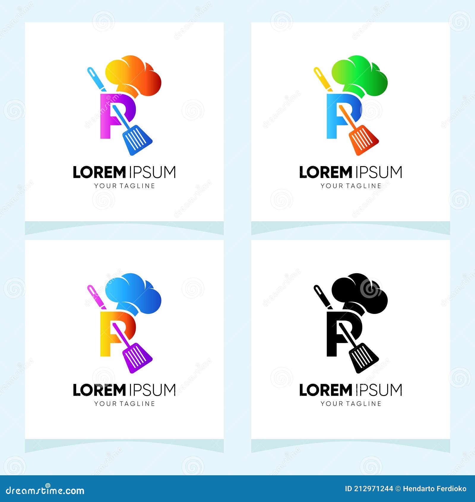 Letter P Chef Hat with Spatula Logo Design Vector Icon Graphic Stock ...