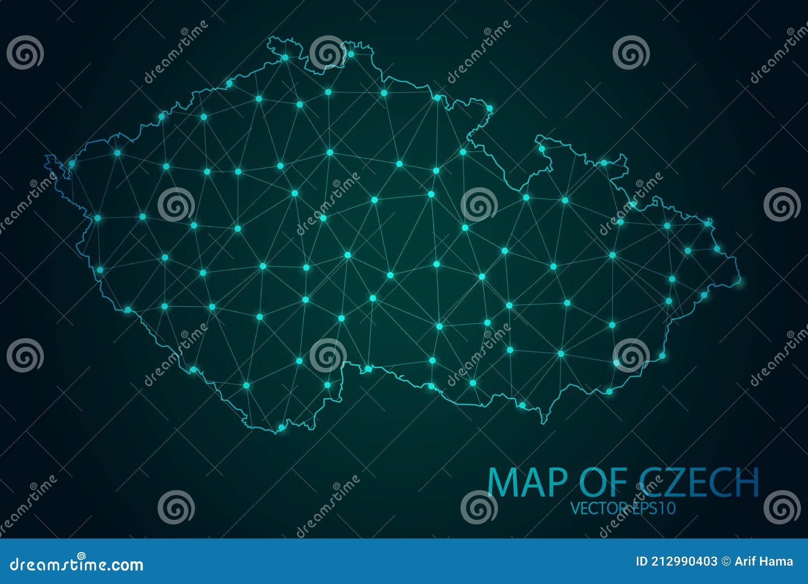 Map of Czech Republic - with Glowing Point and Lines Scales on the Dark ...