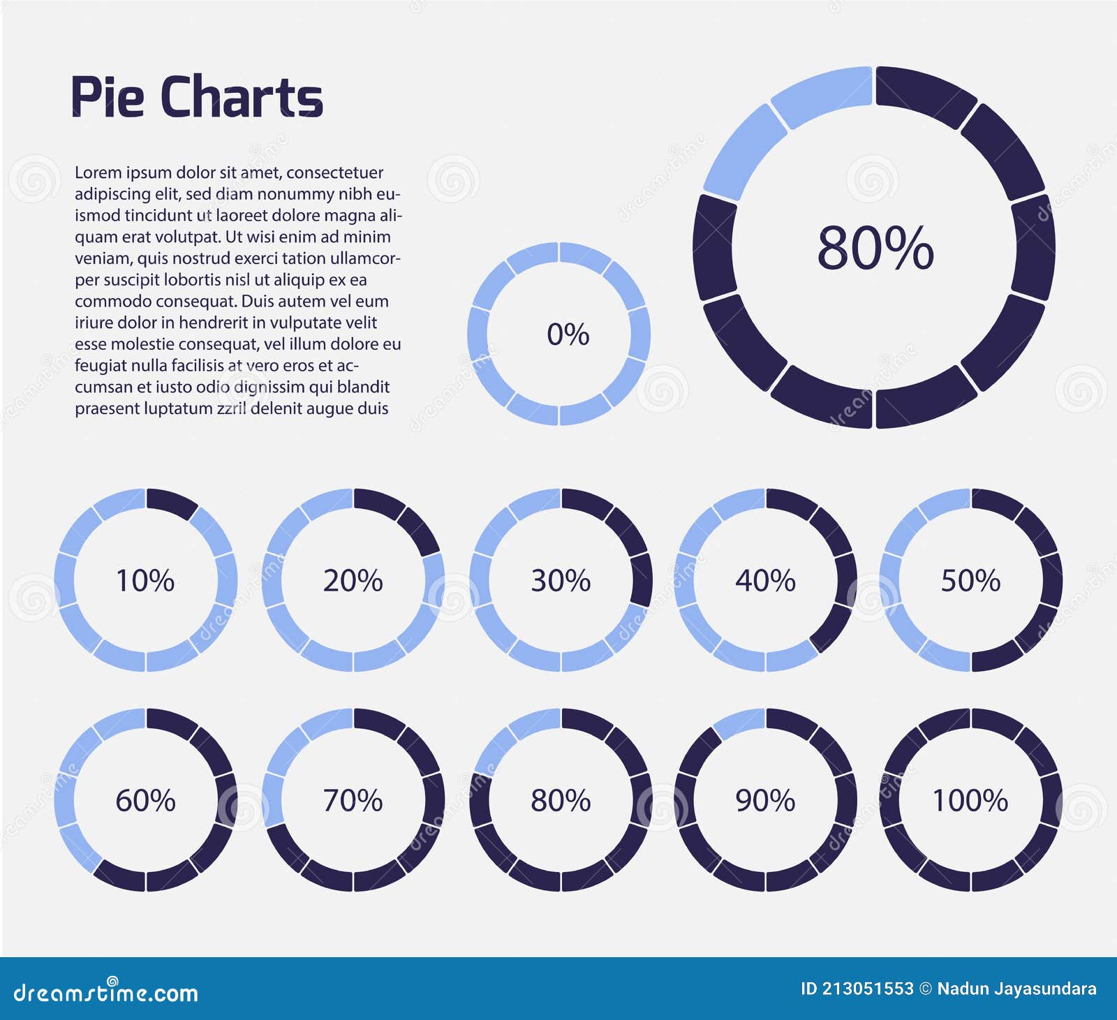 Pie Charts - Circular Charts, Wheel Charts, 5% Sequence Vector EPS 10 ...