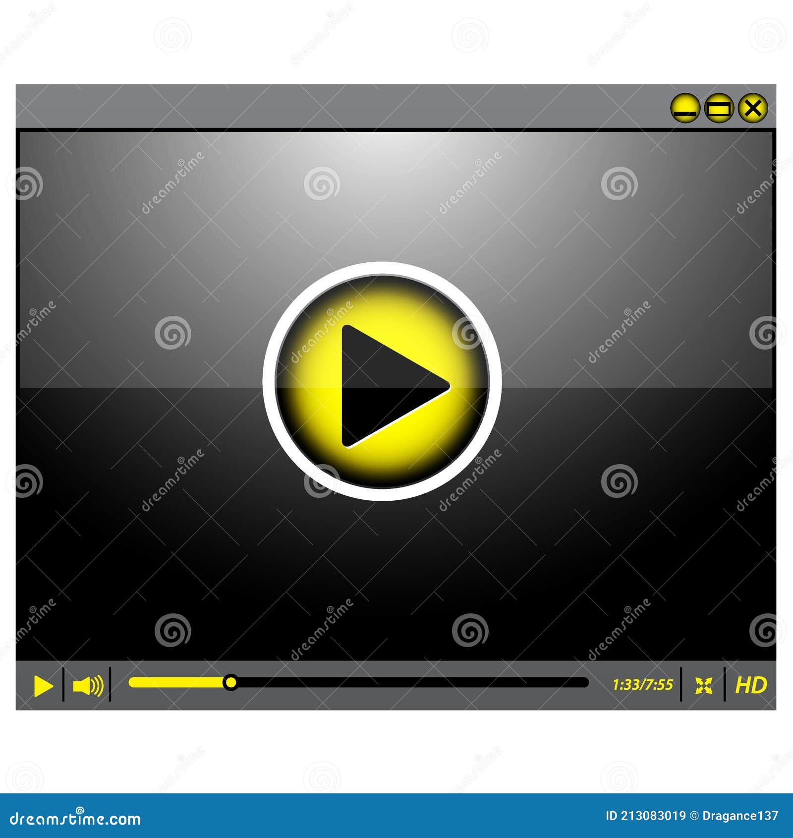 Black and Yellow Media Player Interface Stock Vector - Illustration of ...