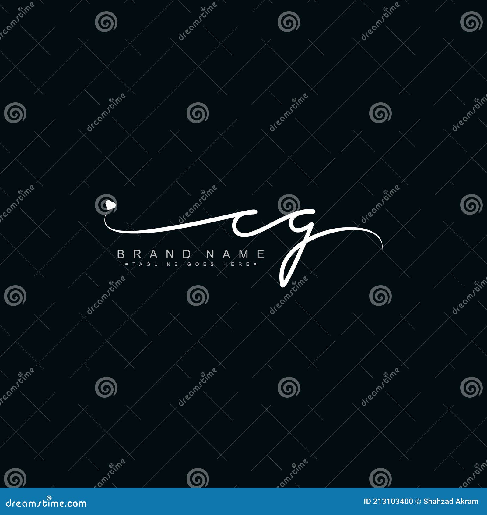 Initial Letter CG Logo - Handwritten Signature Logo Vector Illustration ...