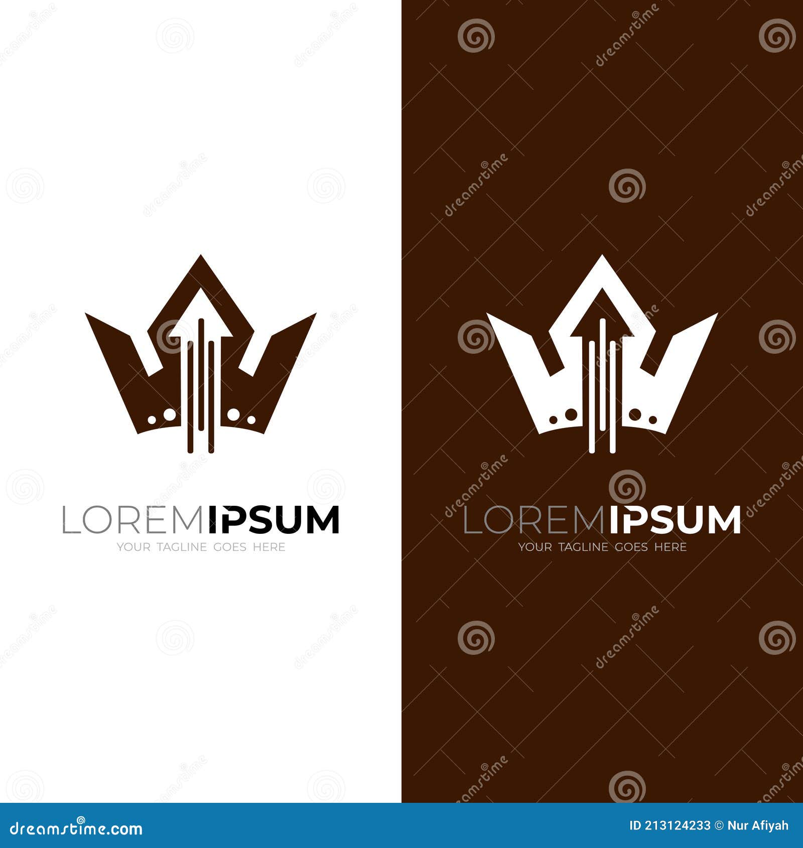 Abstract Crown Logo and Arrow Design Combination Stock Vector ...