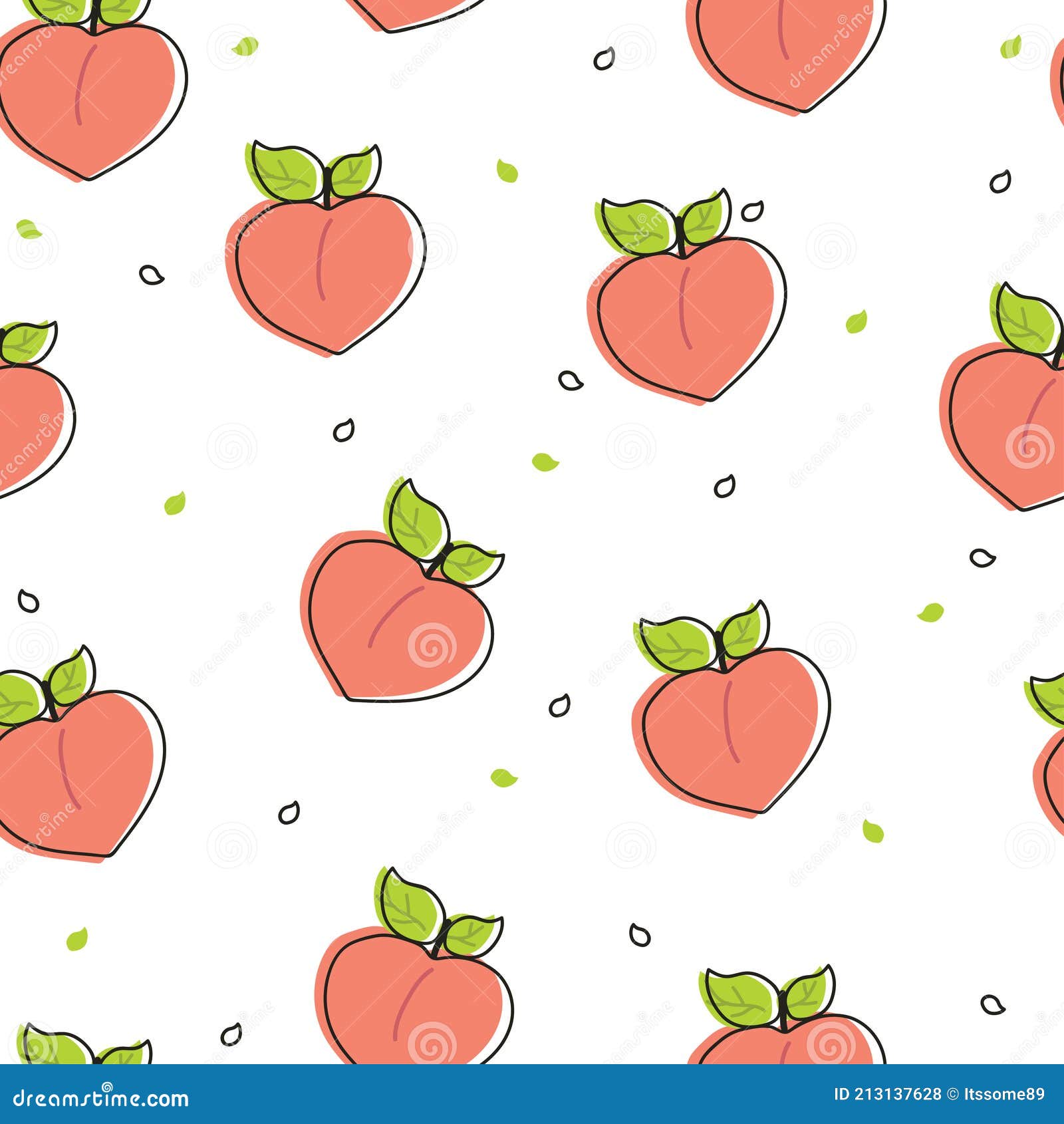 Seamless Pattern with Cute Cartoon Peach for Fabric Print, Textile ...
