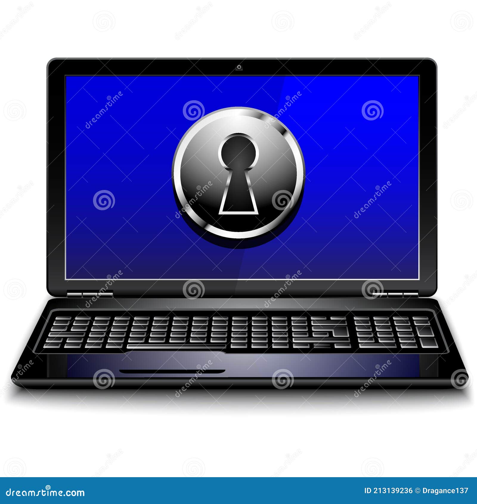 Laptop Computer with a Big Key Hole on Its Screen Stock Vector ...
