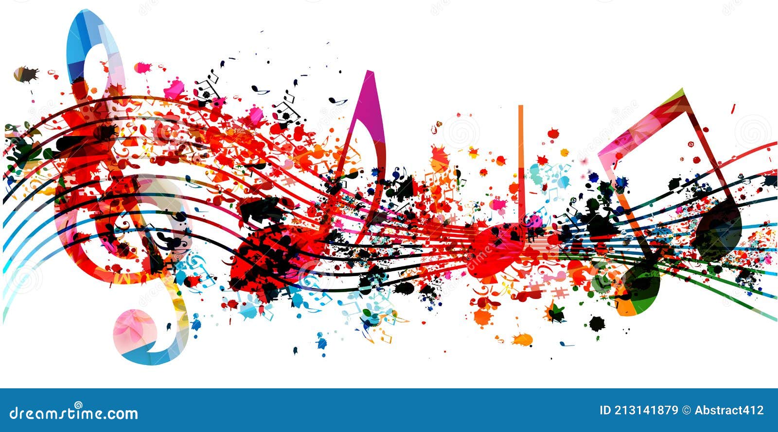 Colorful Musical Promotional Poster with Musical Notes Isolated Vector ...