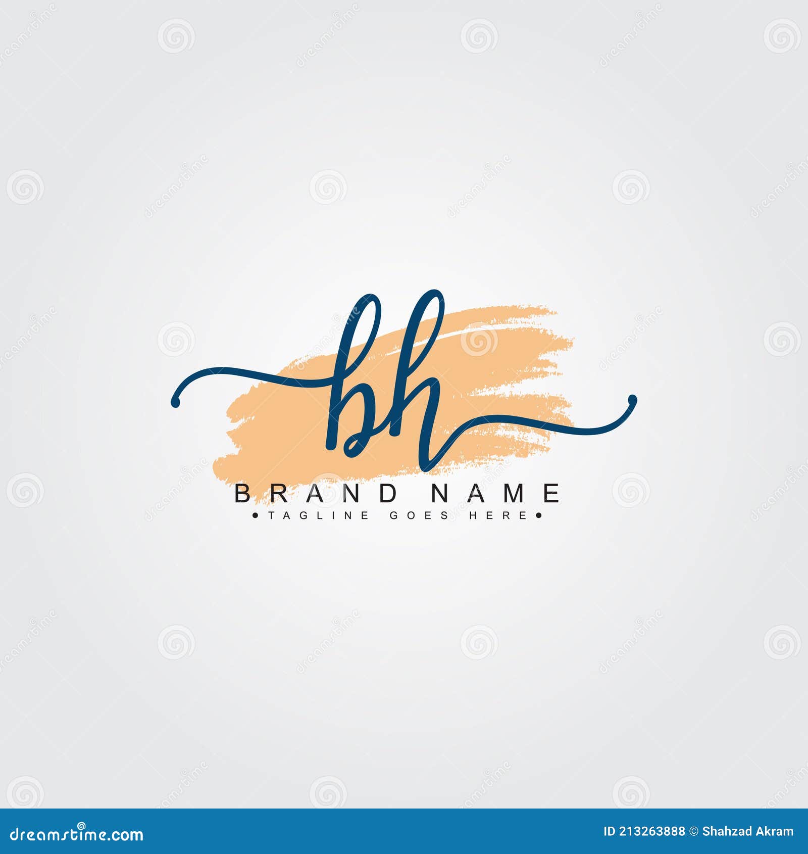 Initial Letter BH Logo - Handwritten Signature Style Logo Stock Vector ...