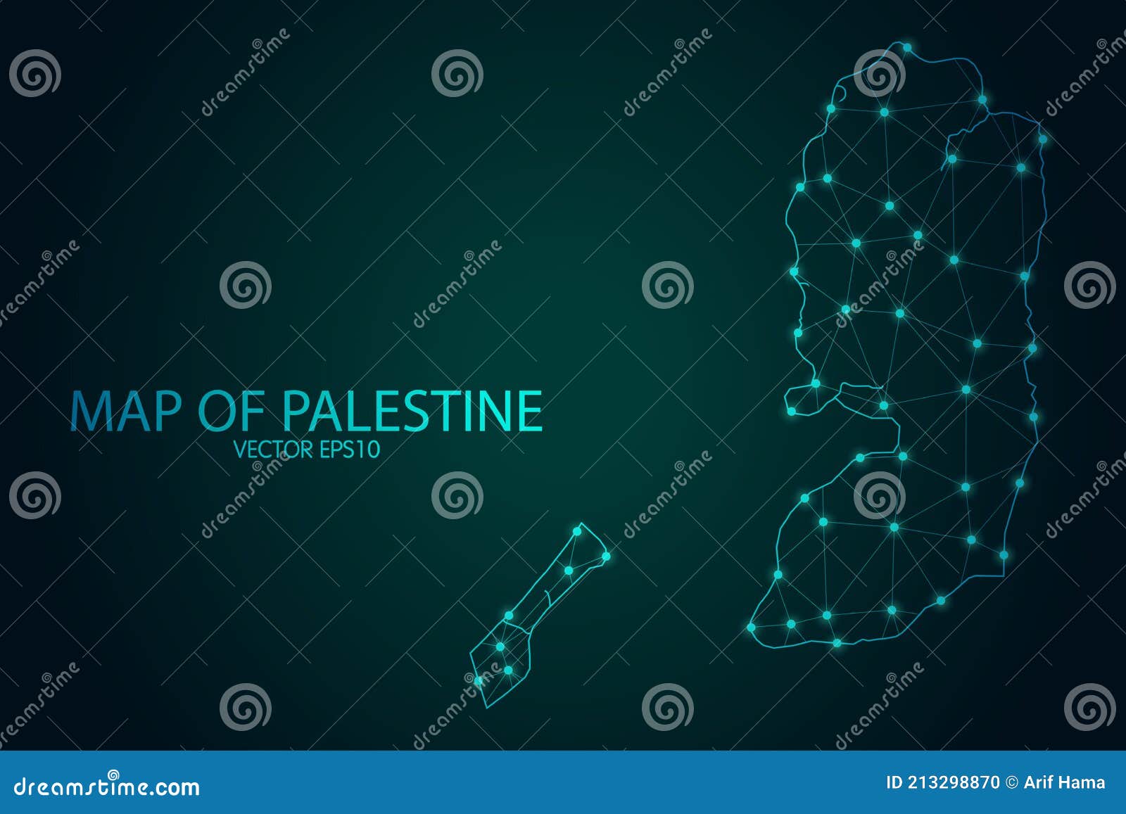 Map of Palestine - with Glowing Point and Lines Scales on the Dark ...