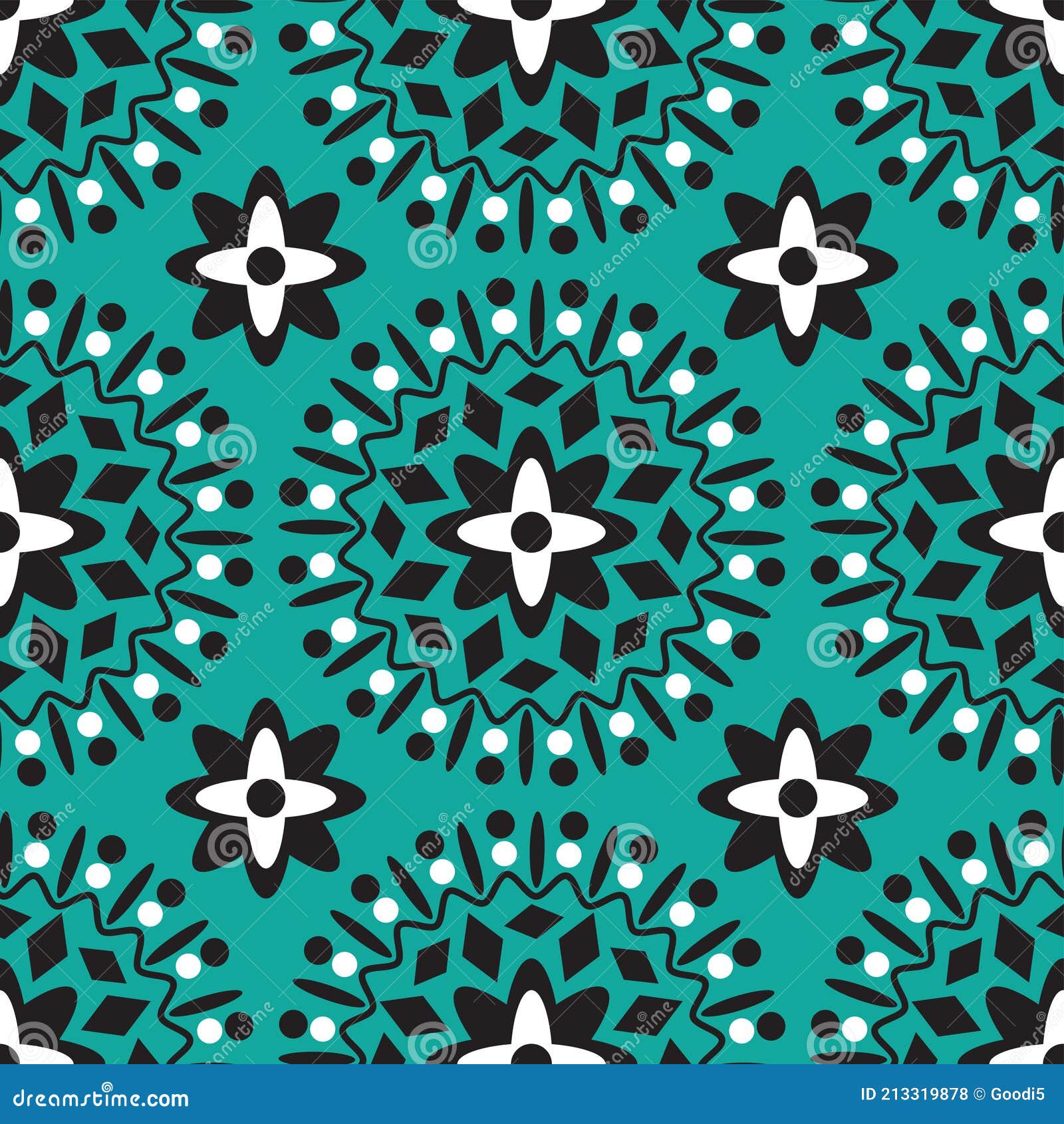 Seamless African Design Flower Pattern in Teal Stock Vector ...