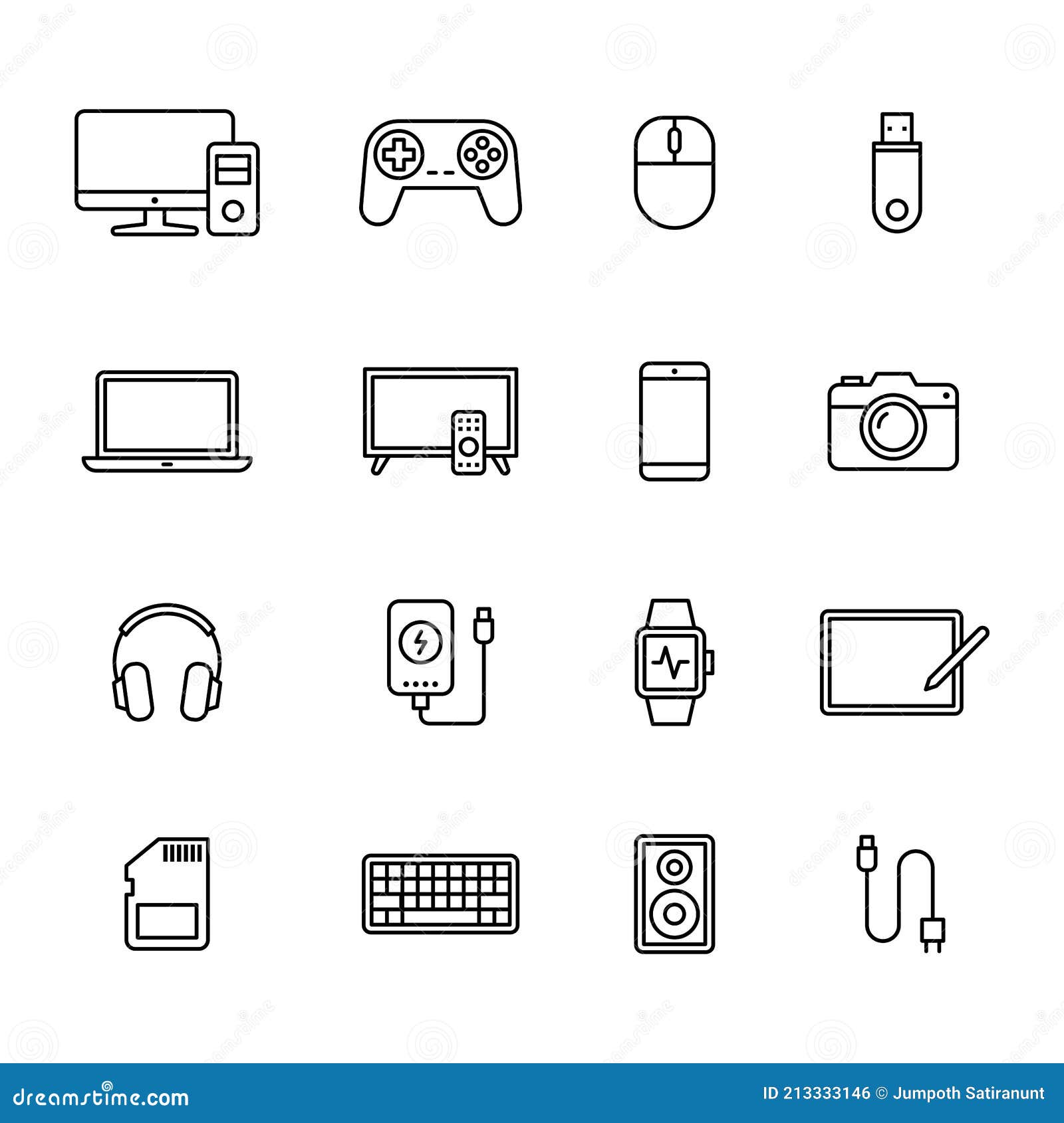 Electronic Devices Icons, Set of Gadget Symbol, Simple Line Design for ...