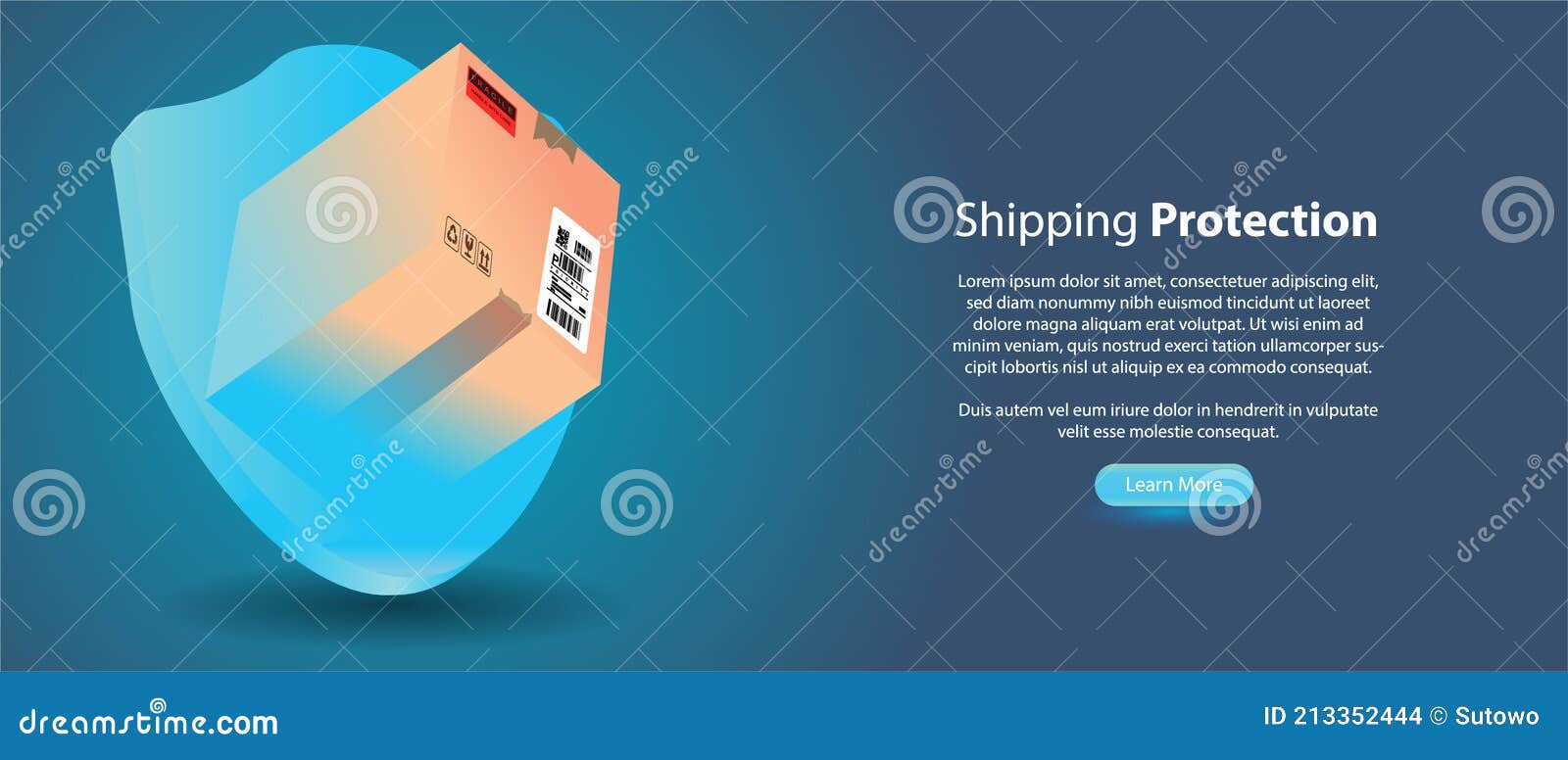 Shipping Protection Concept. Shipping Box Inside Shiled with ...
