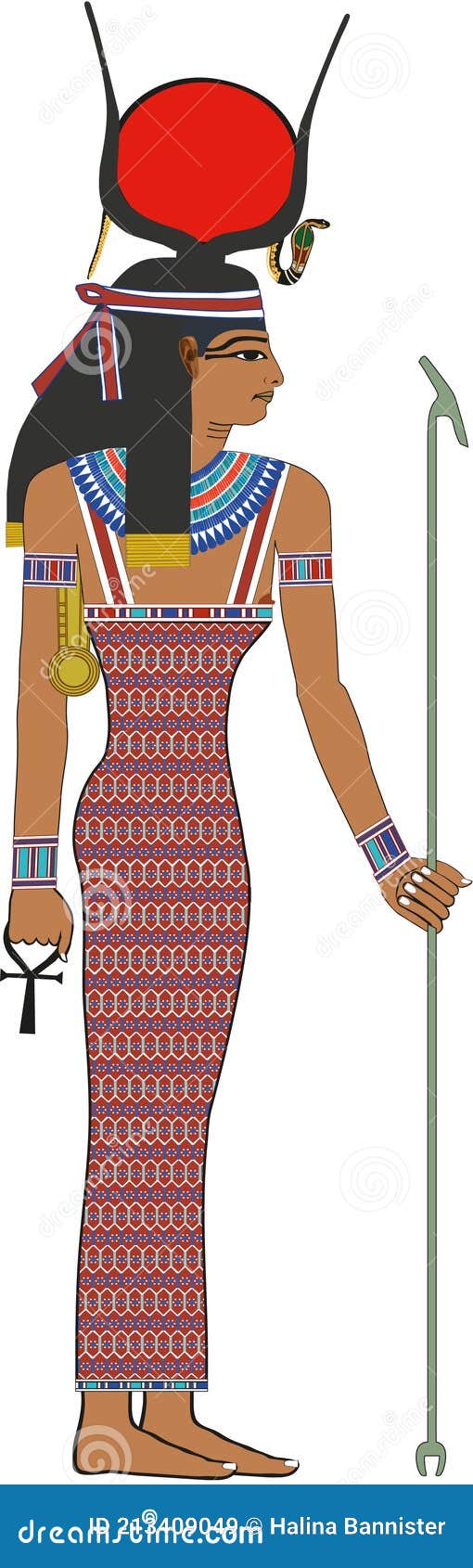 Nefertari With Goddess Hathor Cartoon Vector | CartoonDealer.com #213422279