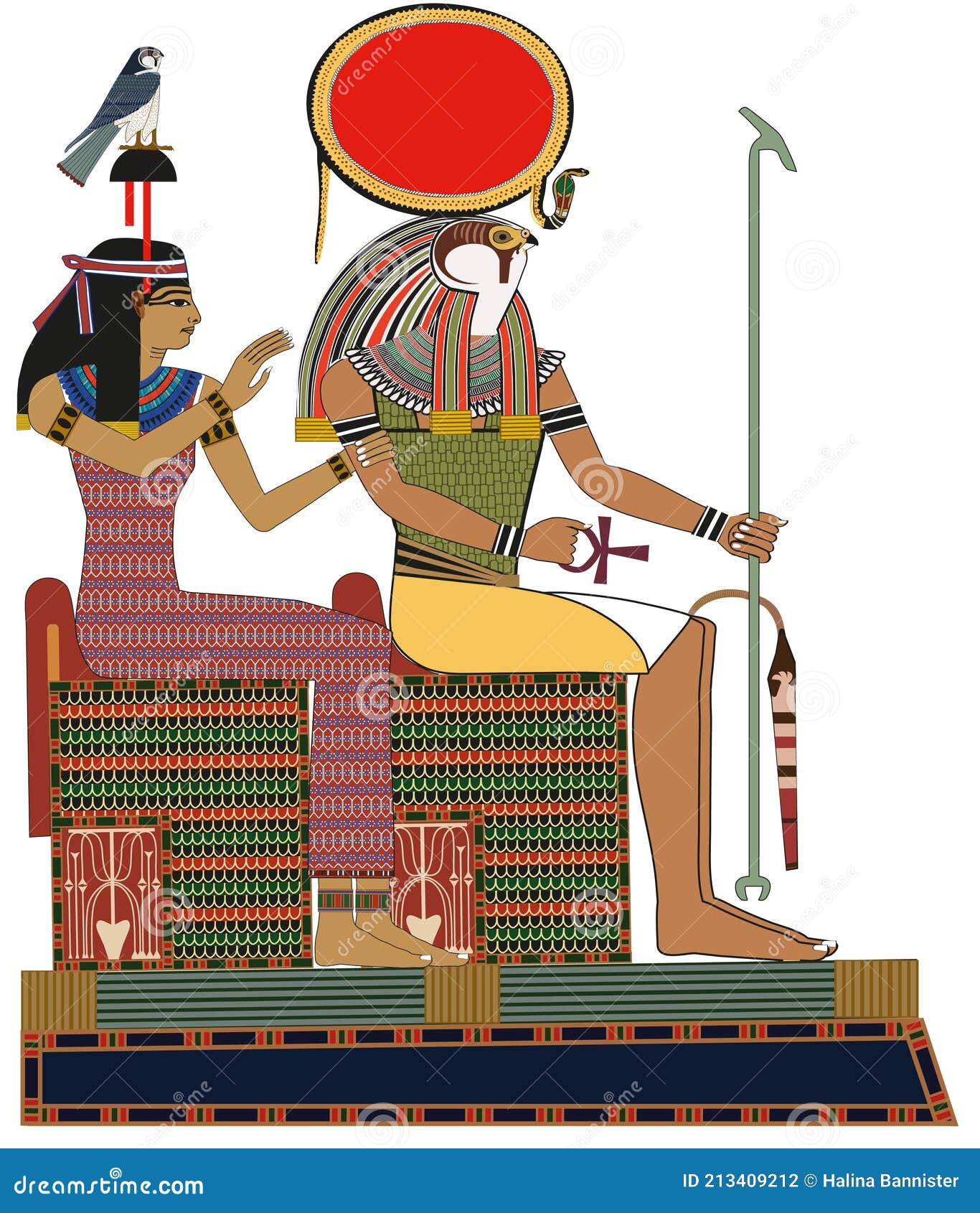 Hathor and Ra stock vector. Illustration of tomb, hathor - 213409212