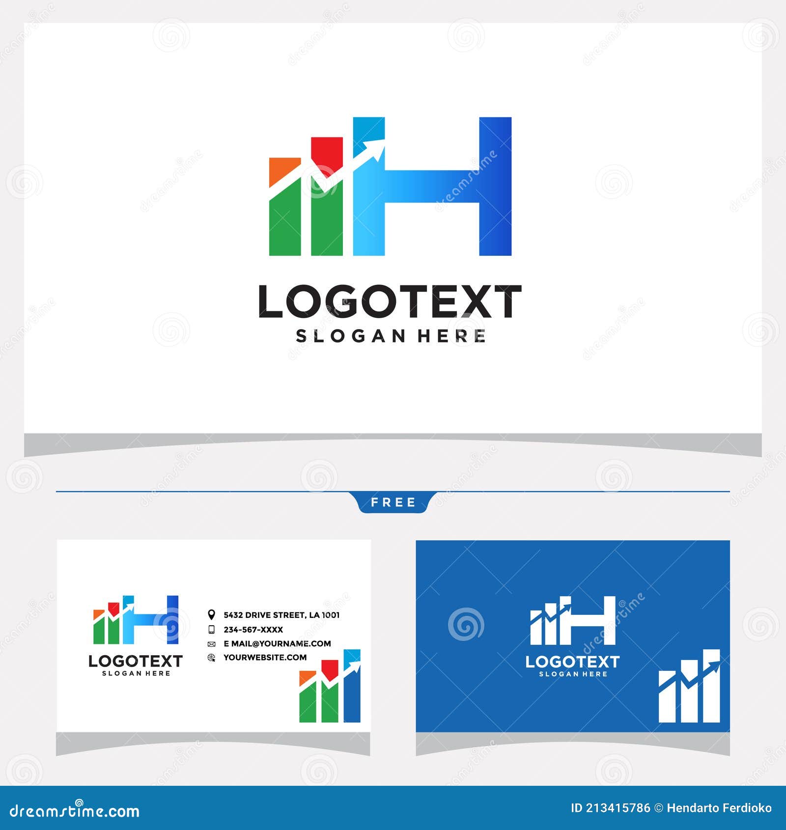 Letter H Chart Bar Logo Design and Business Card Vector Graphic Stock ...