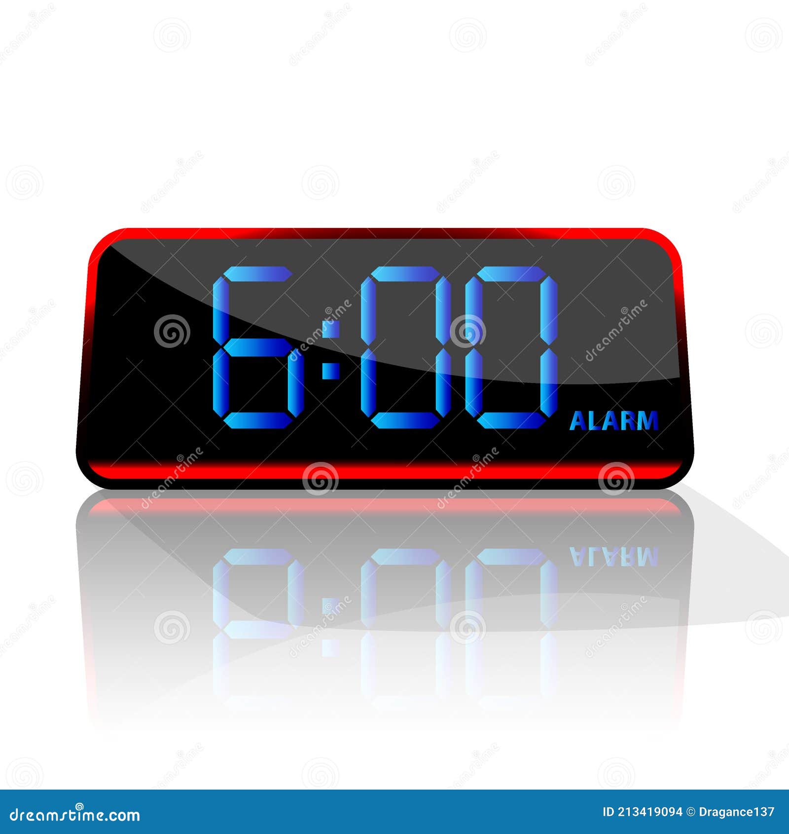 Digital Red and Blue Clock on White Stock Vector - Illustration of face ...
