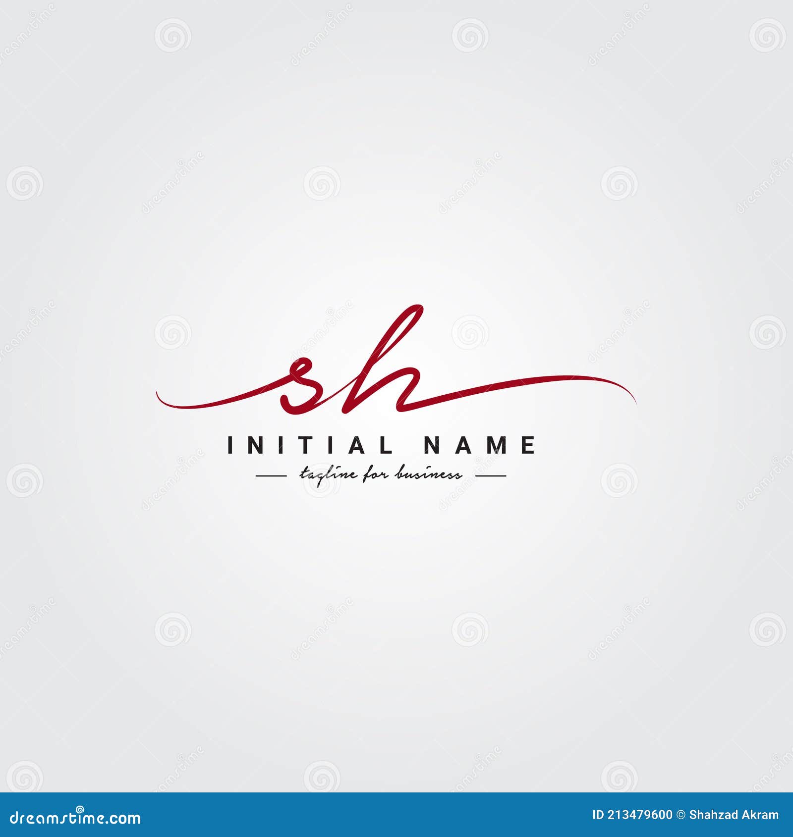 Initial Letter SH Logo - Handwritten Signature Style Logo Stock Vector ...