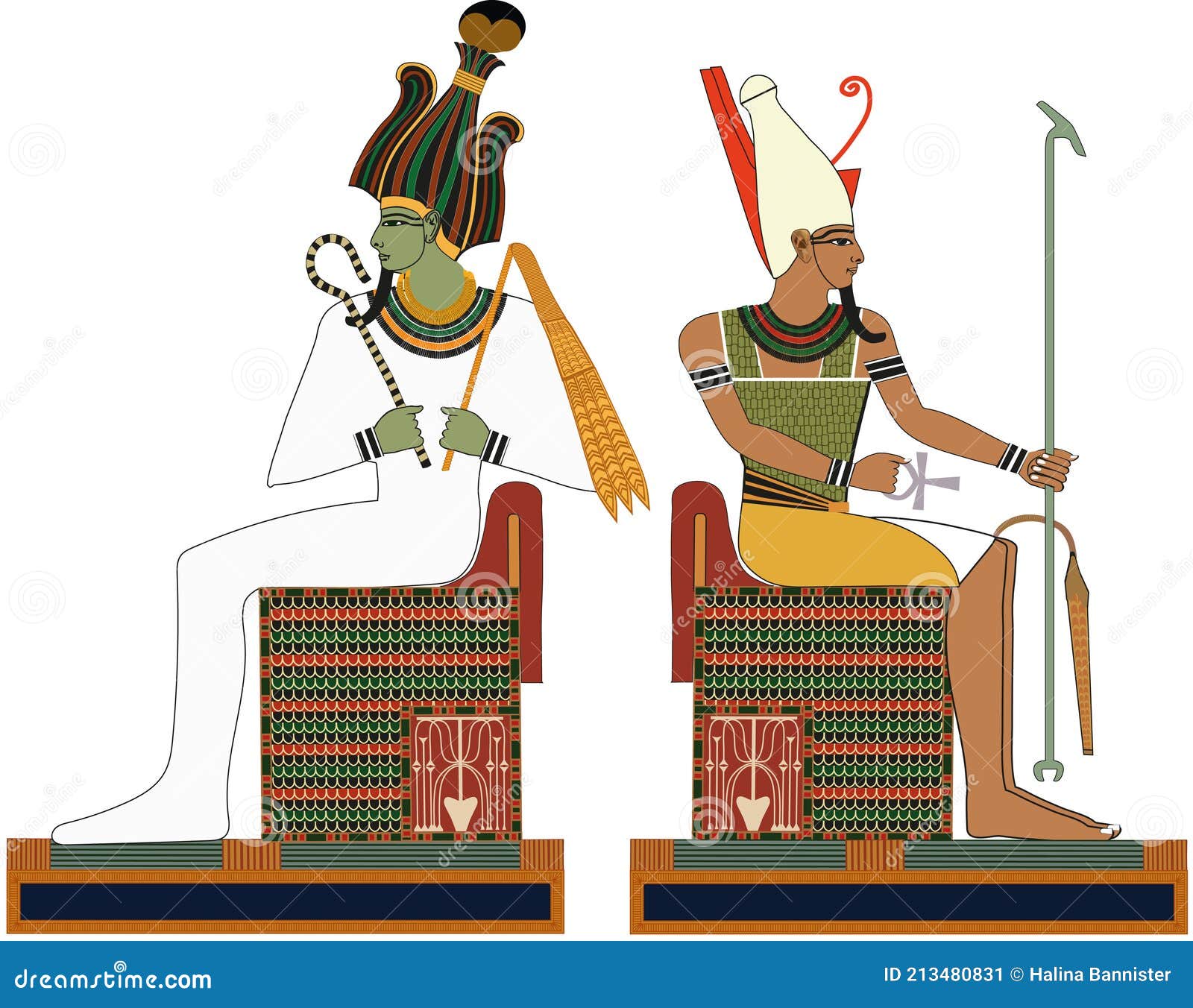 Osiris And Atum Cartoon Vector | CartoonDealer.com #213480831