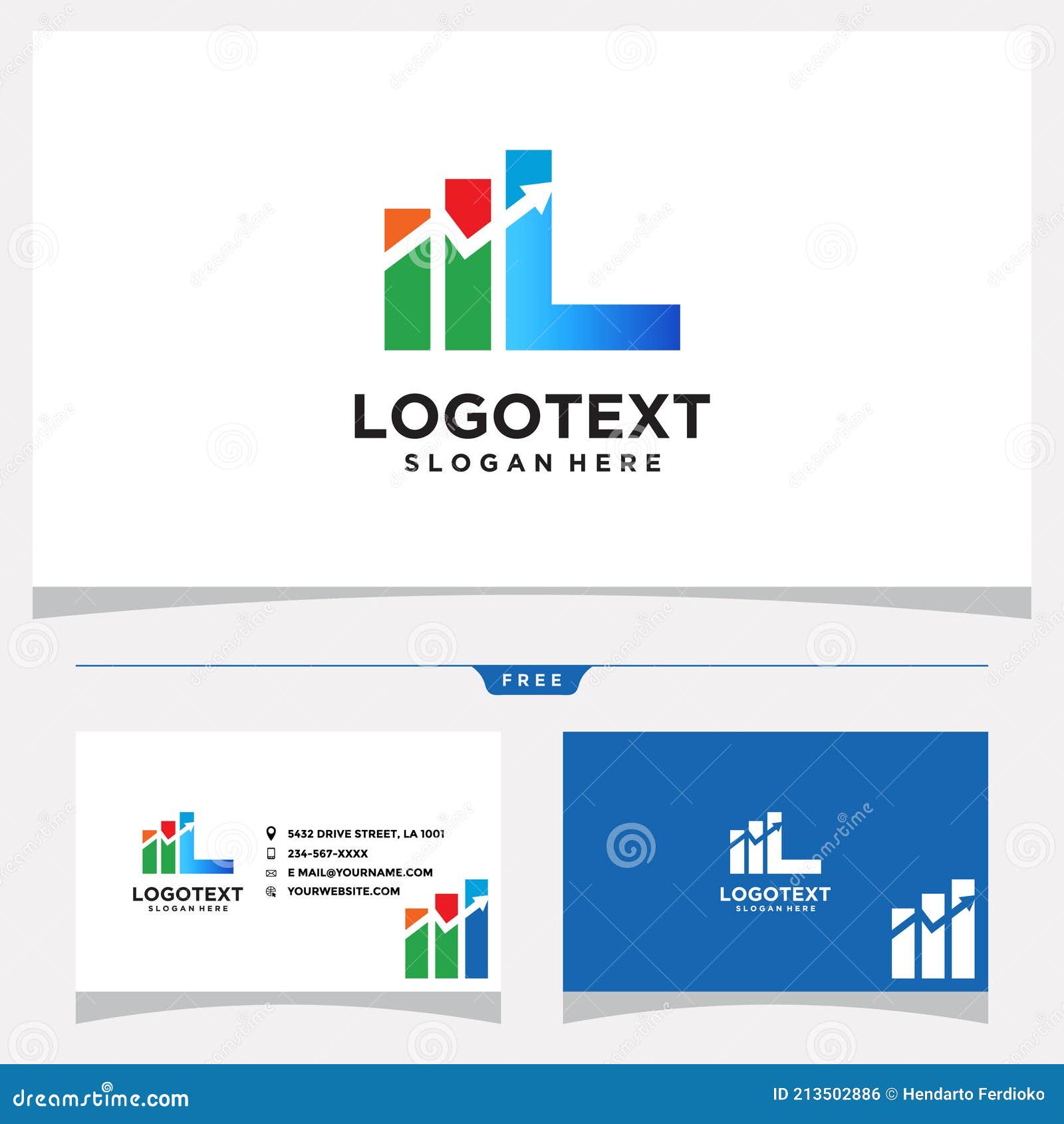 Letter L Chart Bar Logo Design and Business Card Vector Graphi Stock ...