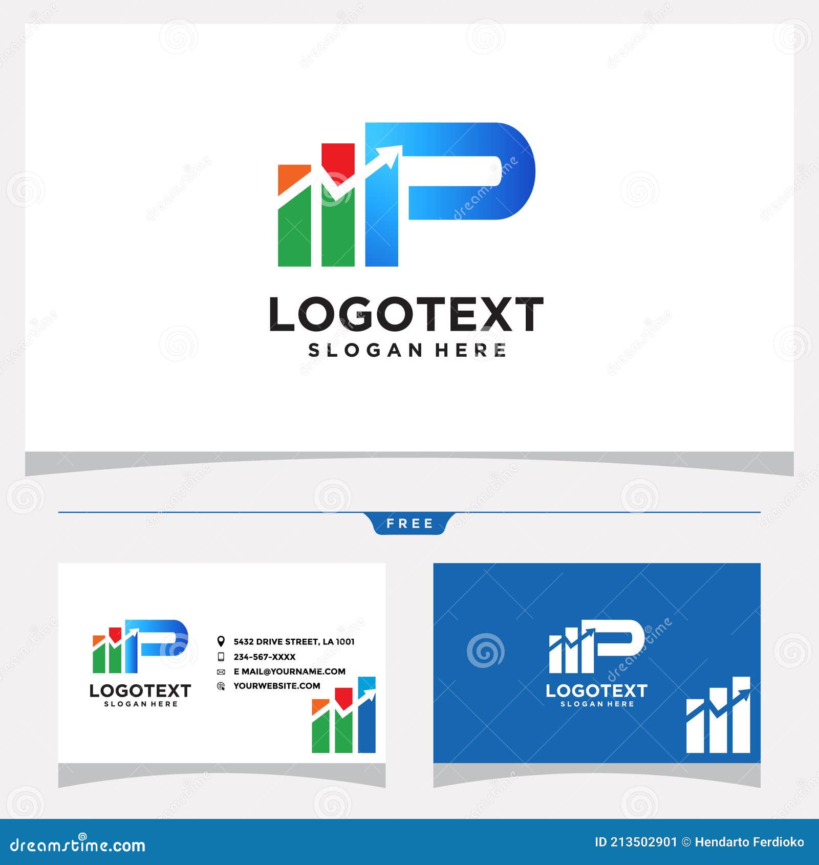 Letter P Chart Bar Logo Design and Business Card Vector Graphic Stock ...