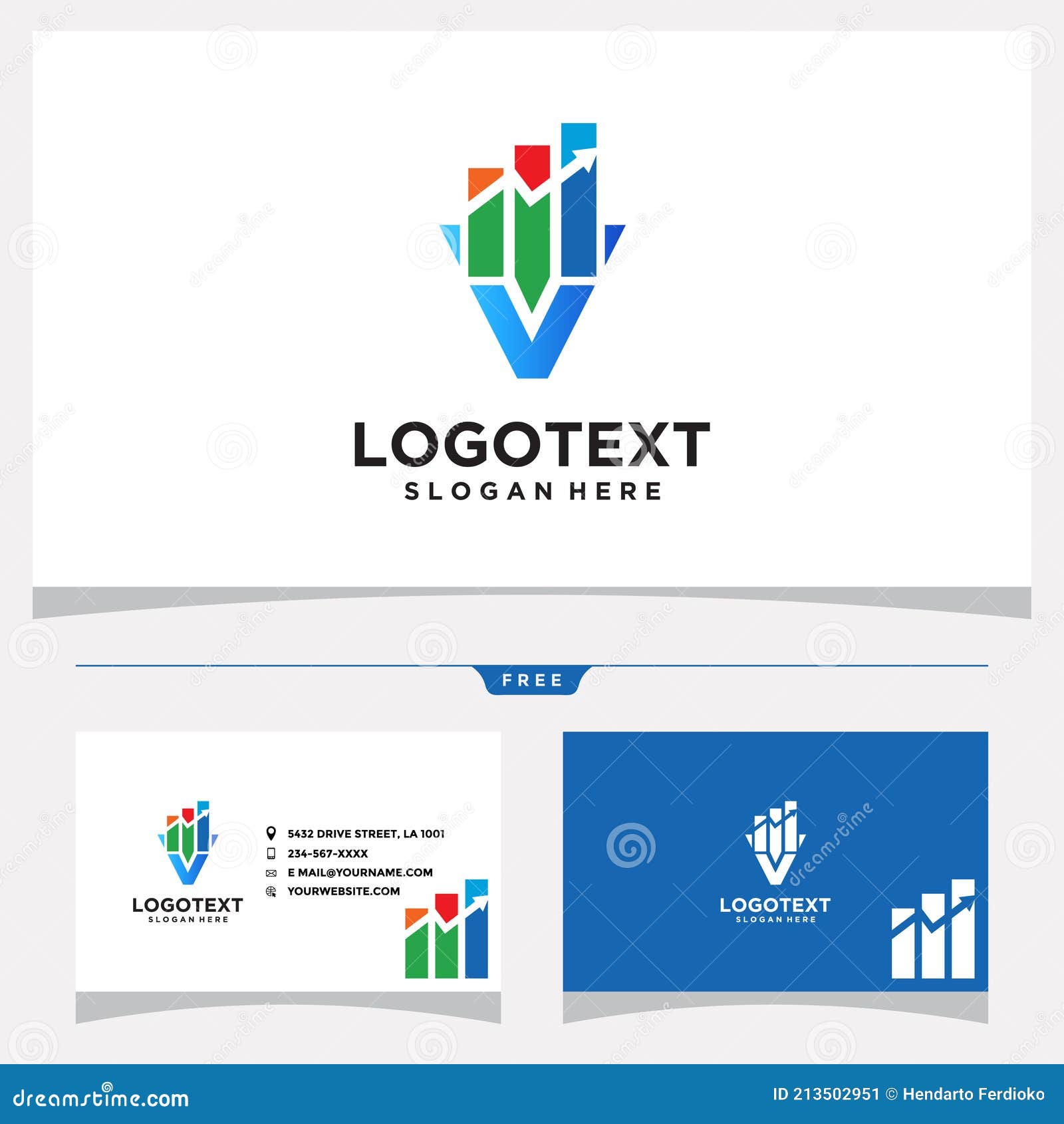 Letter V Chart Bar Logo Design and Business Card Vector Graphic Stock ...