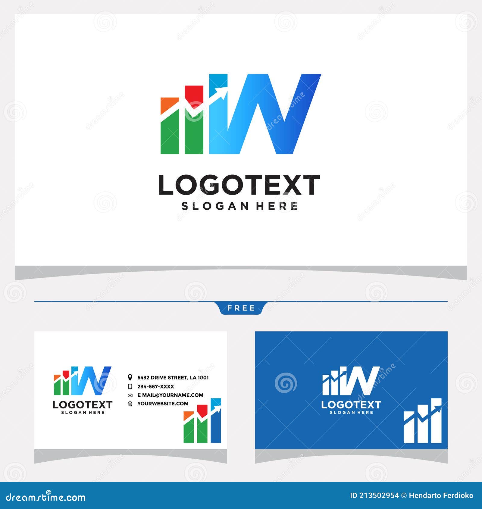 Letter W Chart Bar Logo Design and Business Card Vector Graphic Stock ...