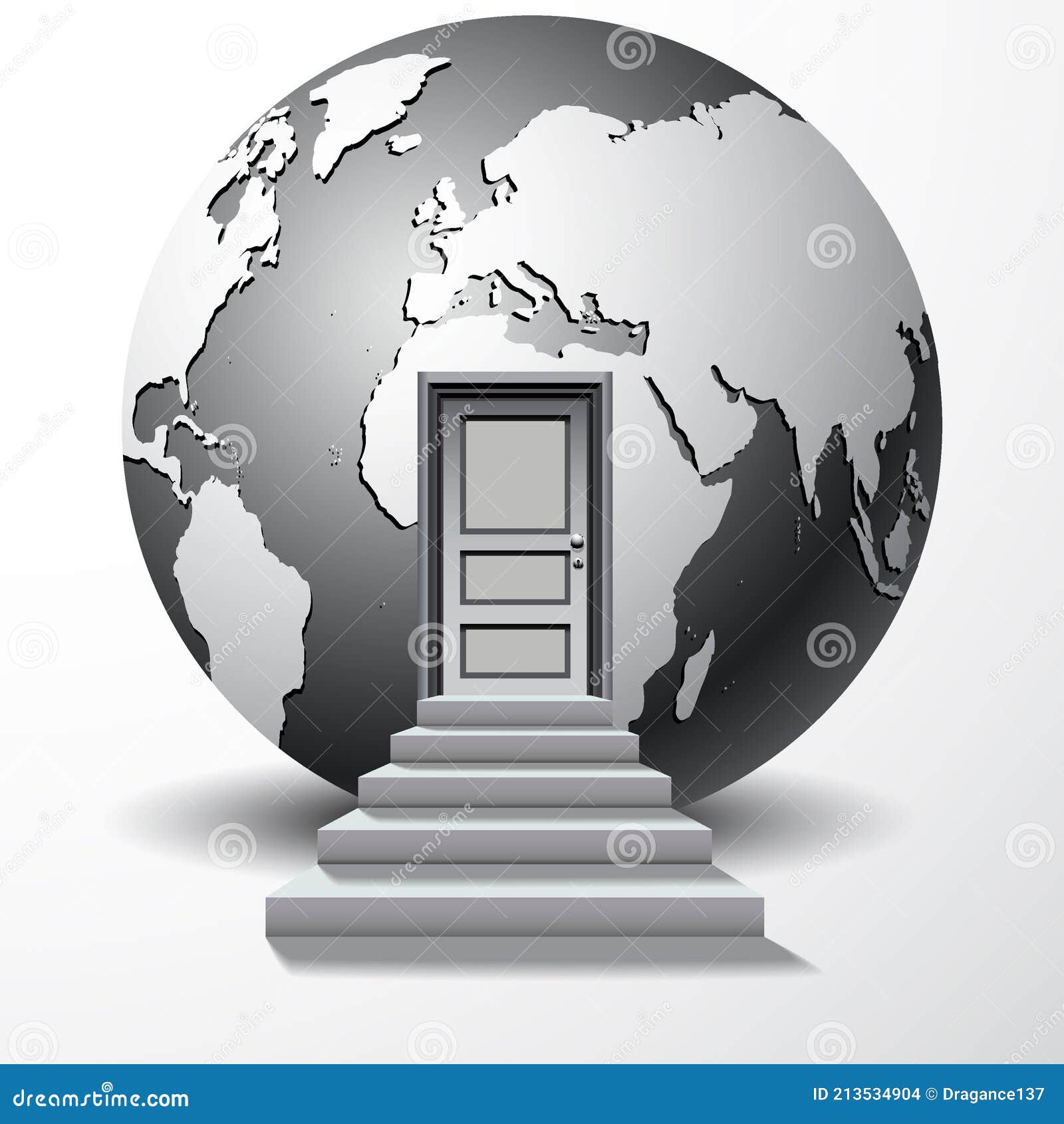 A Door on Earth Globe and Stairway Leading To it Stock Vector ...
