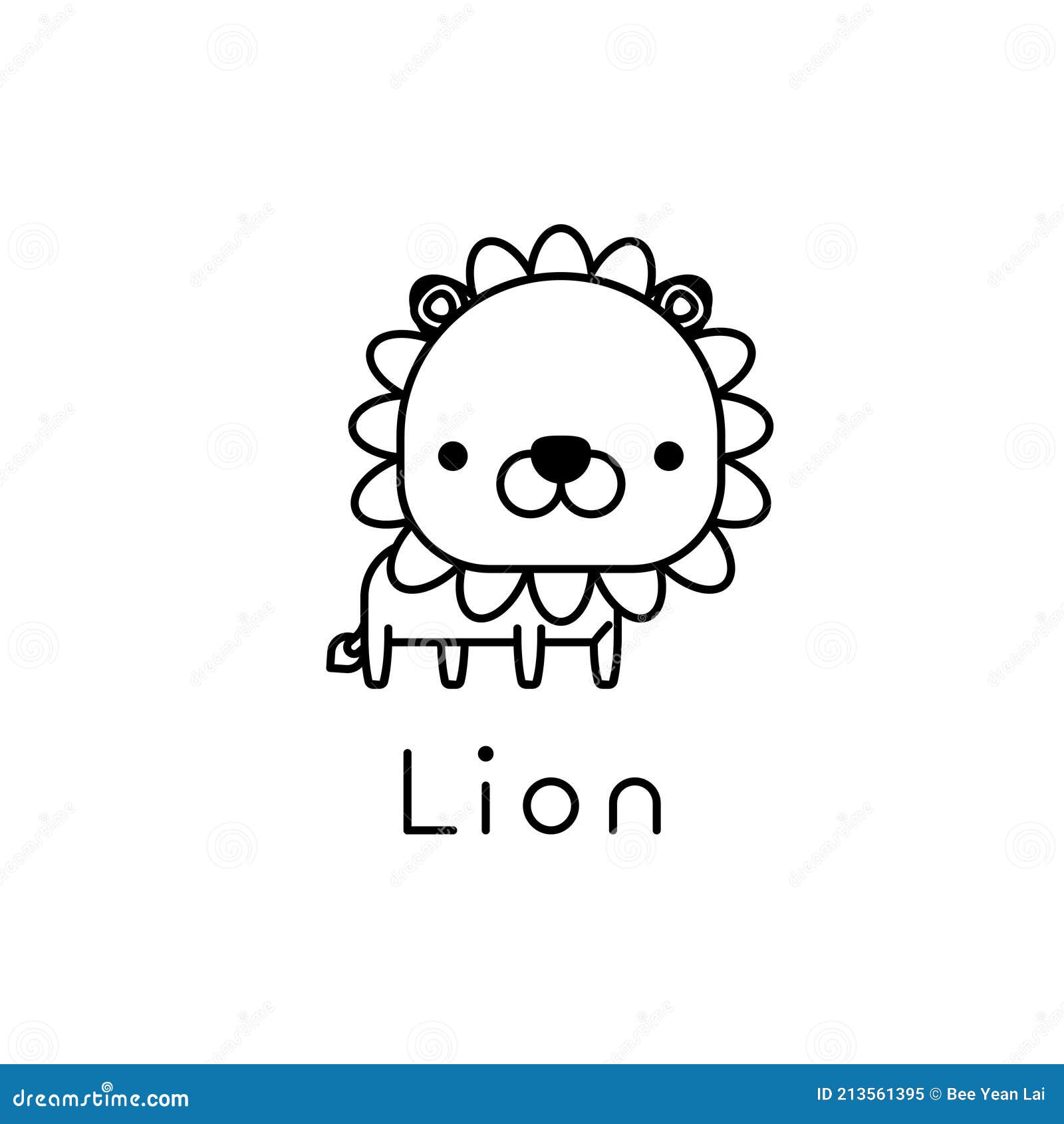 Outline cute cartoon lion stock vector. Illustration of safari - 213561395