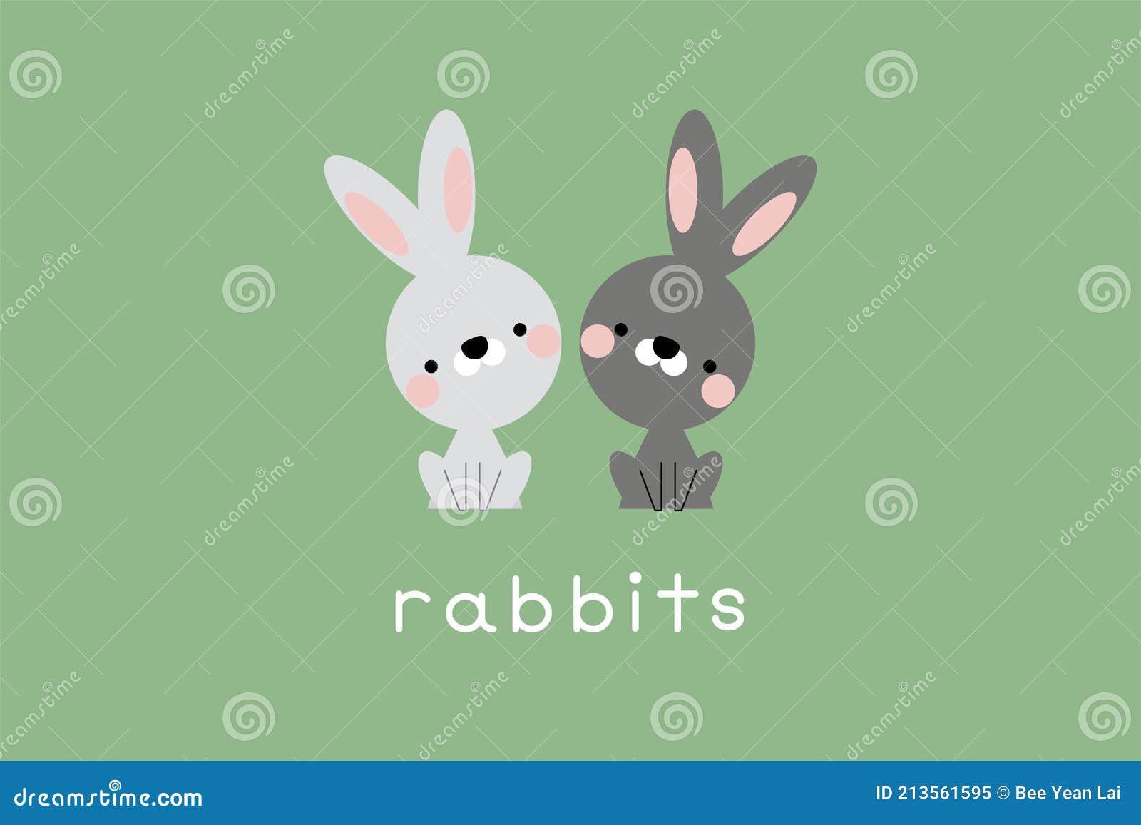 Two Cute Adorable Bunny Rabbits Stock Vector - Illustration of mammal ...
