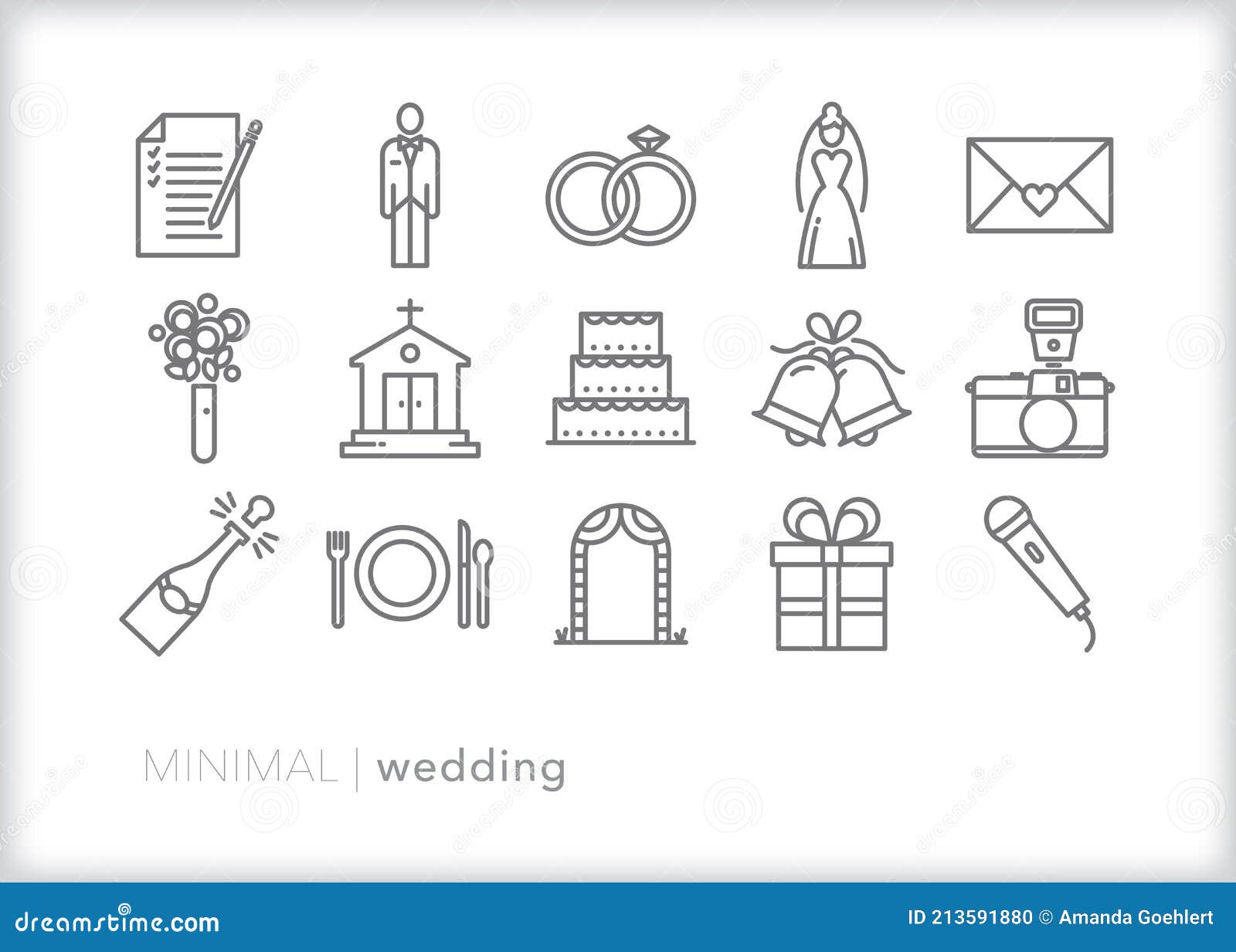Wedding Icon Set for a Couple Getting Married Stock Vector ...