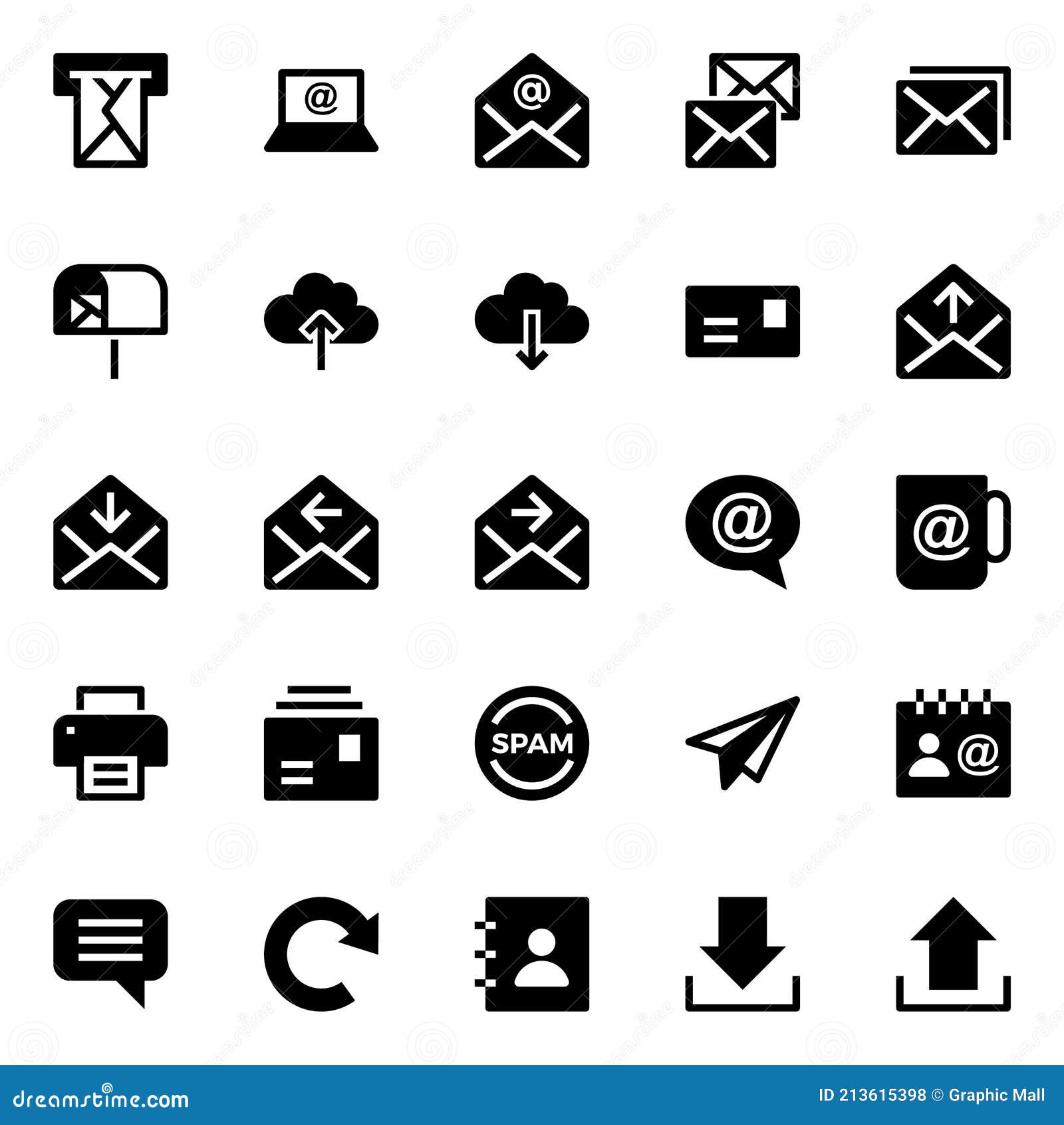 Glyph Icons for Email Message. Stock Vector - Illustration of internet ...