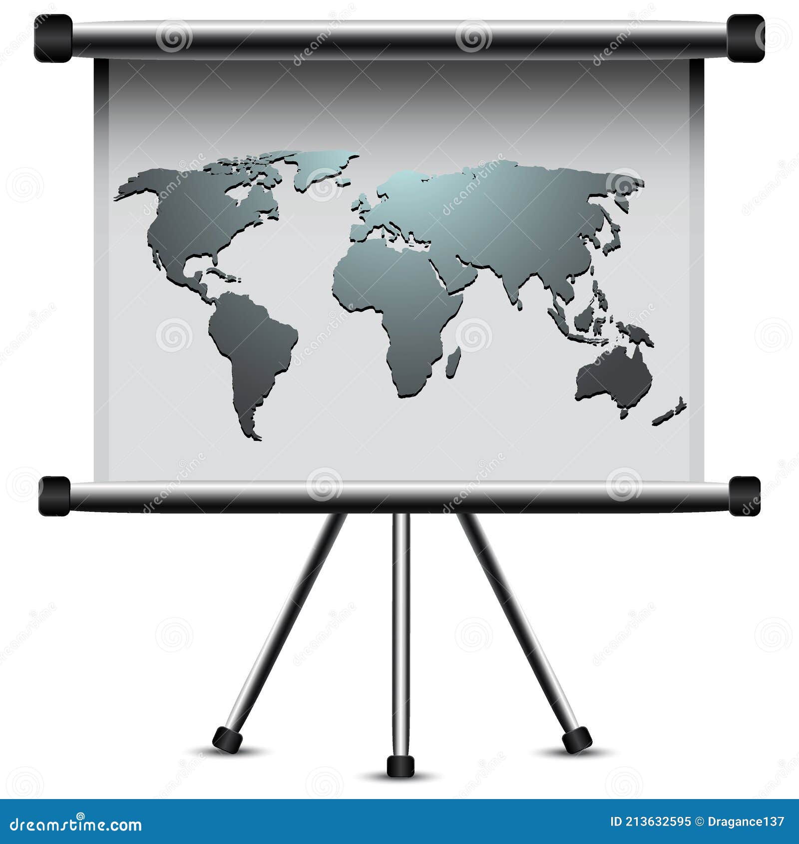 Blank Portable Projector Screen with World Map Stock Vector ...