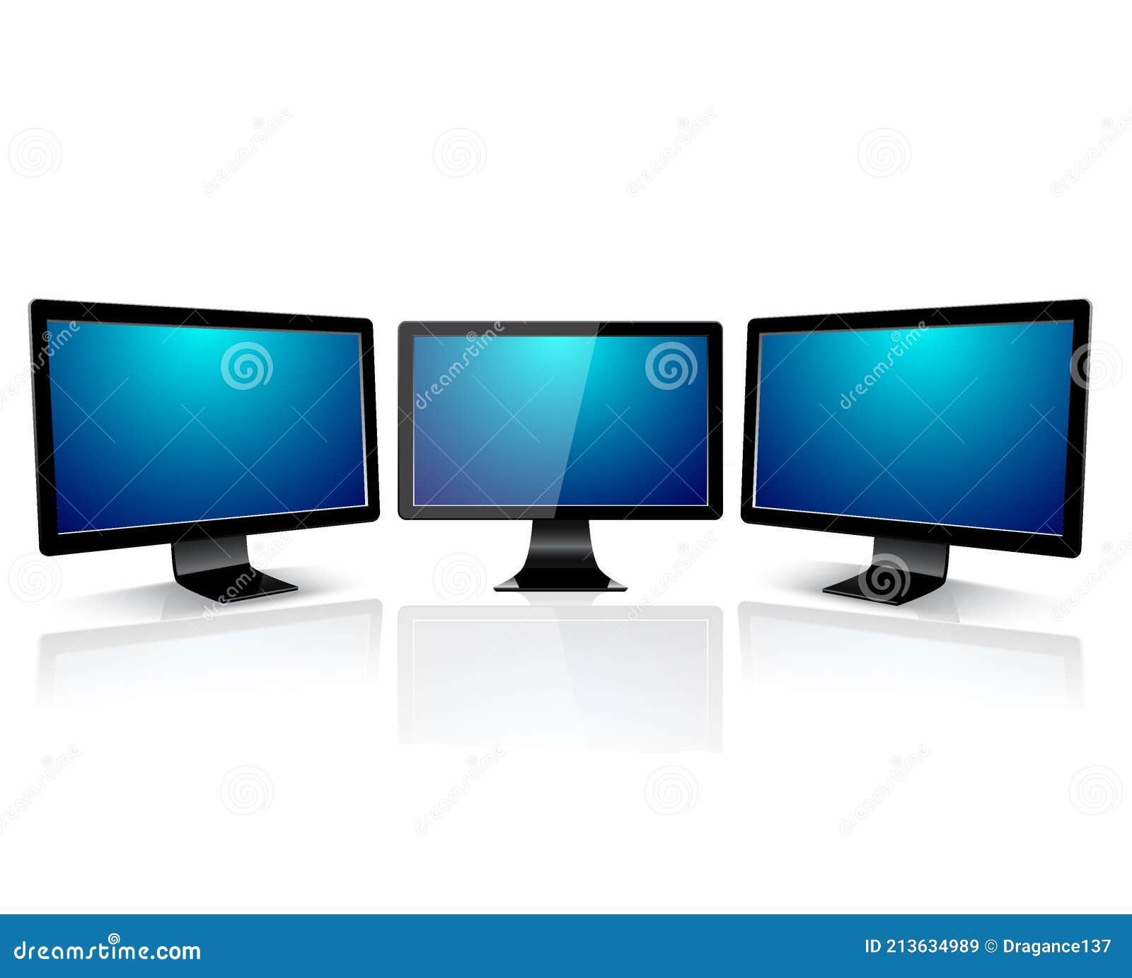 Two TVs, Monitors Isolated On White Background 3d Render Illustration ...