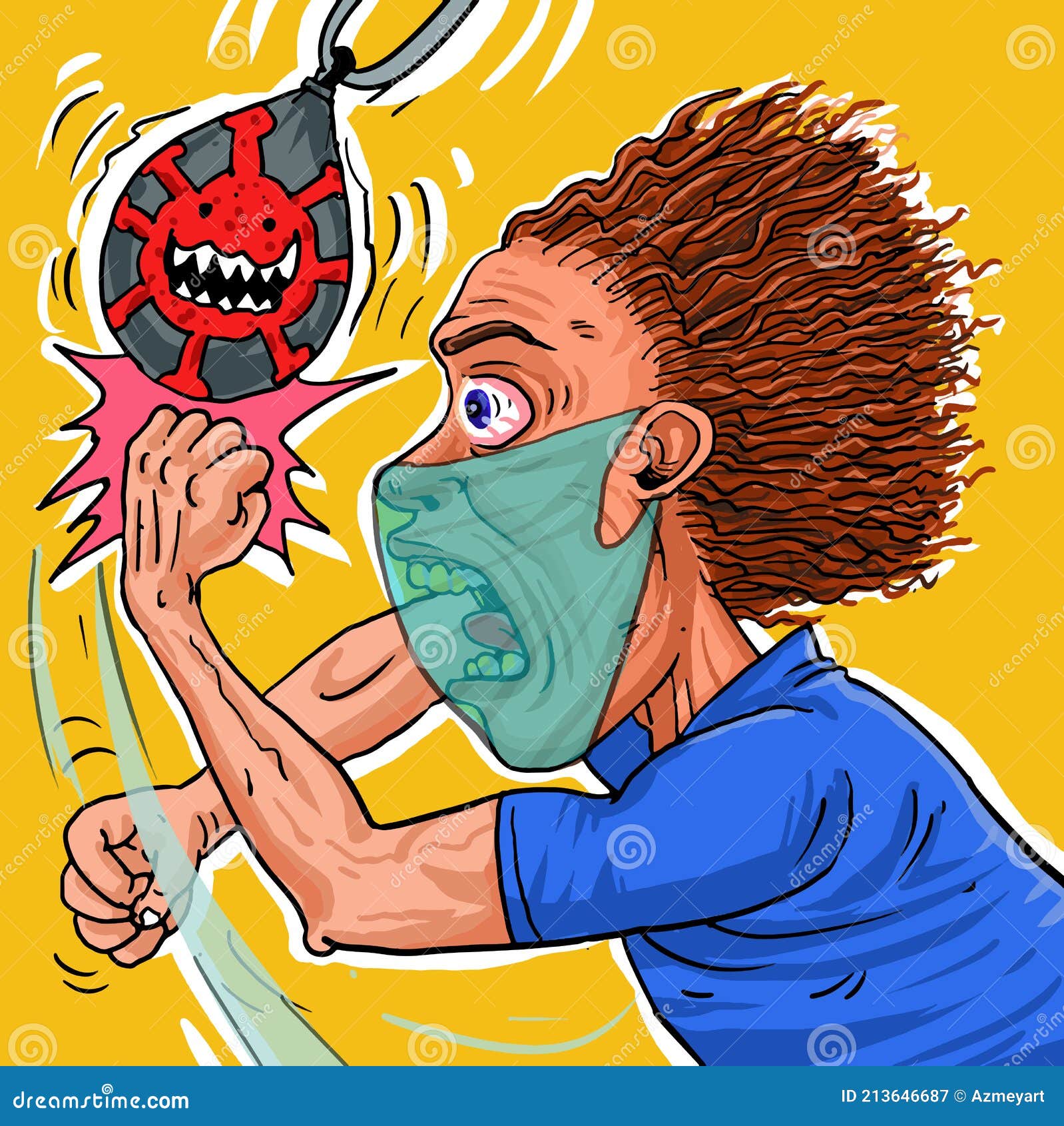 A Cartoon Man Punches Cartoon | CartoonDealer.com #96702999