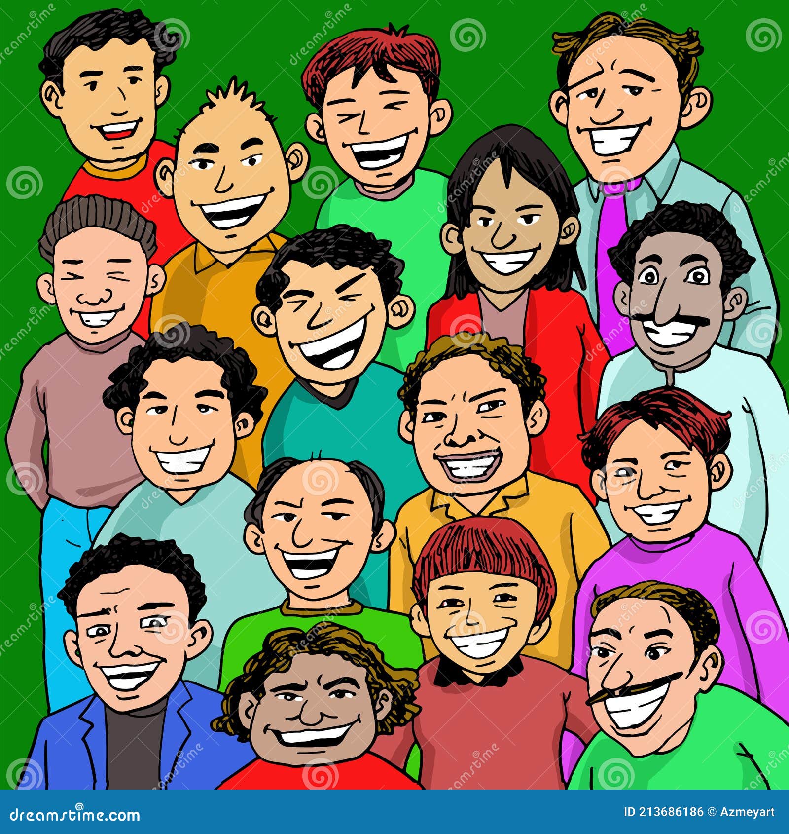 Crowd People of Different Races Smiling Stock Vector - Illustration of ...