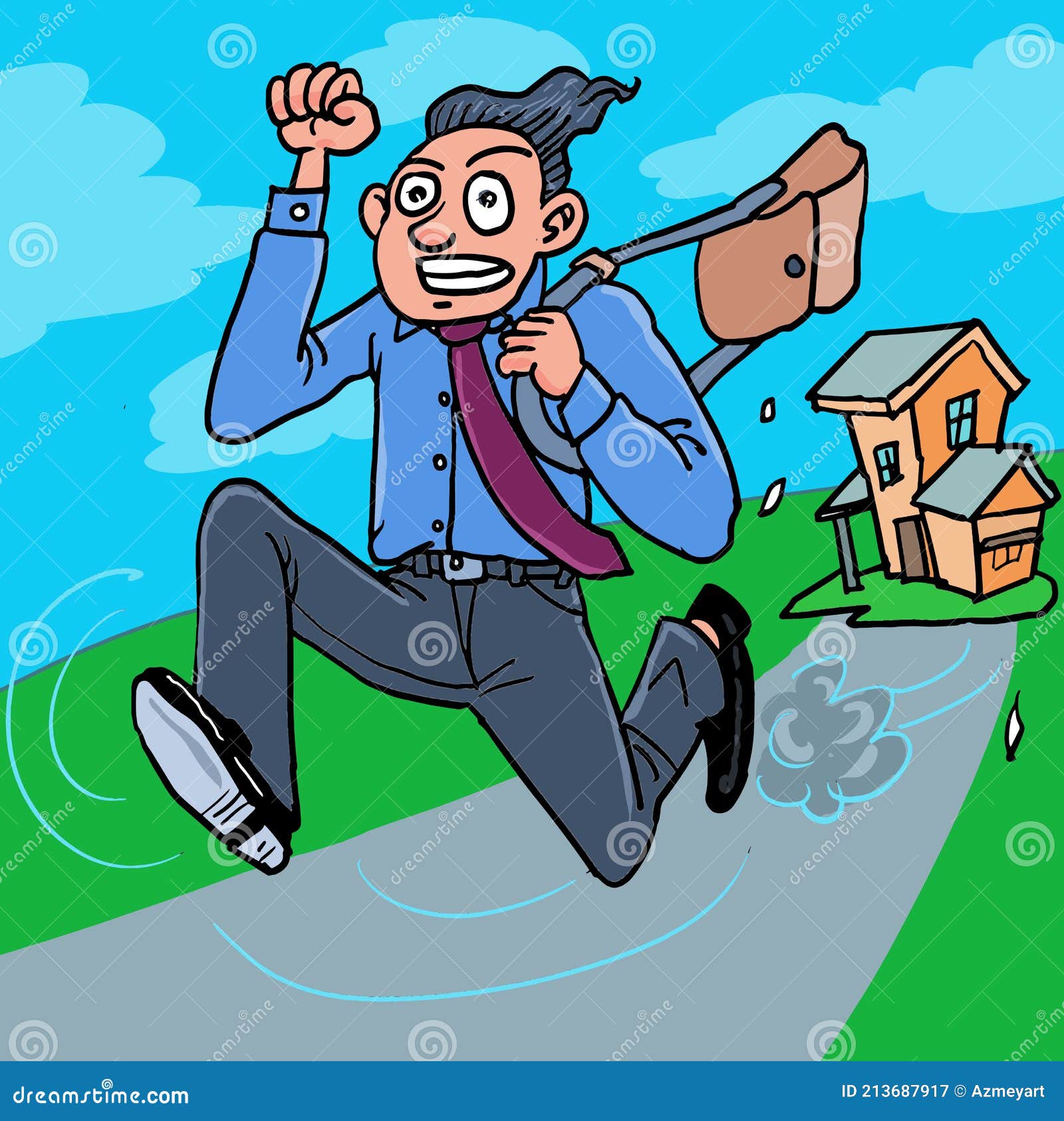 Man running late to work stock vector. Illustration of fear - 213687917
