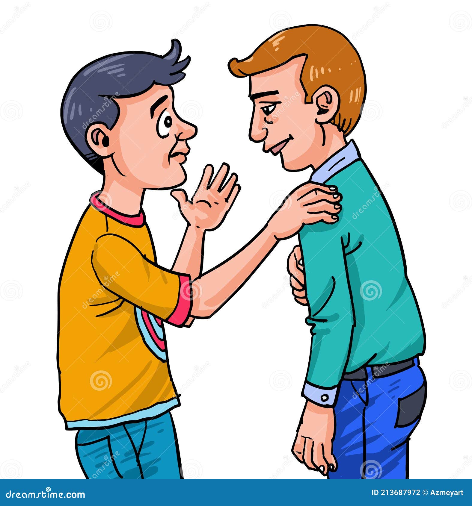 The Boy Persuaded His Friend. Stock Vector - Illustration of cartoon ...