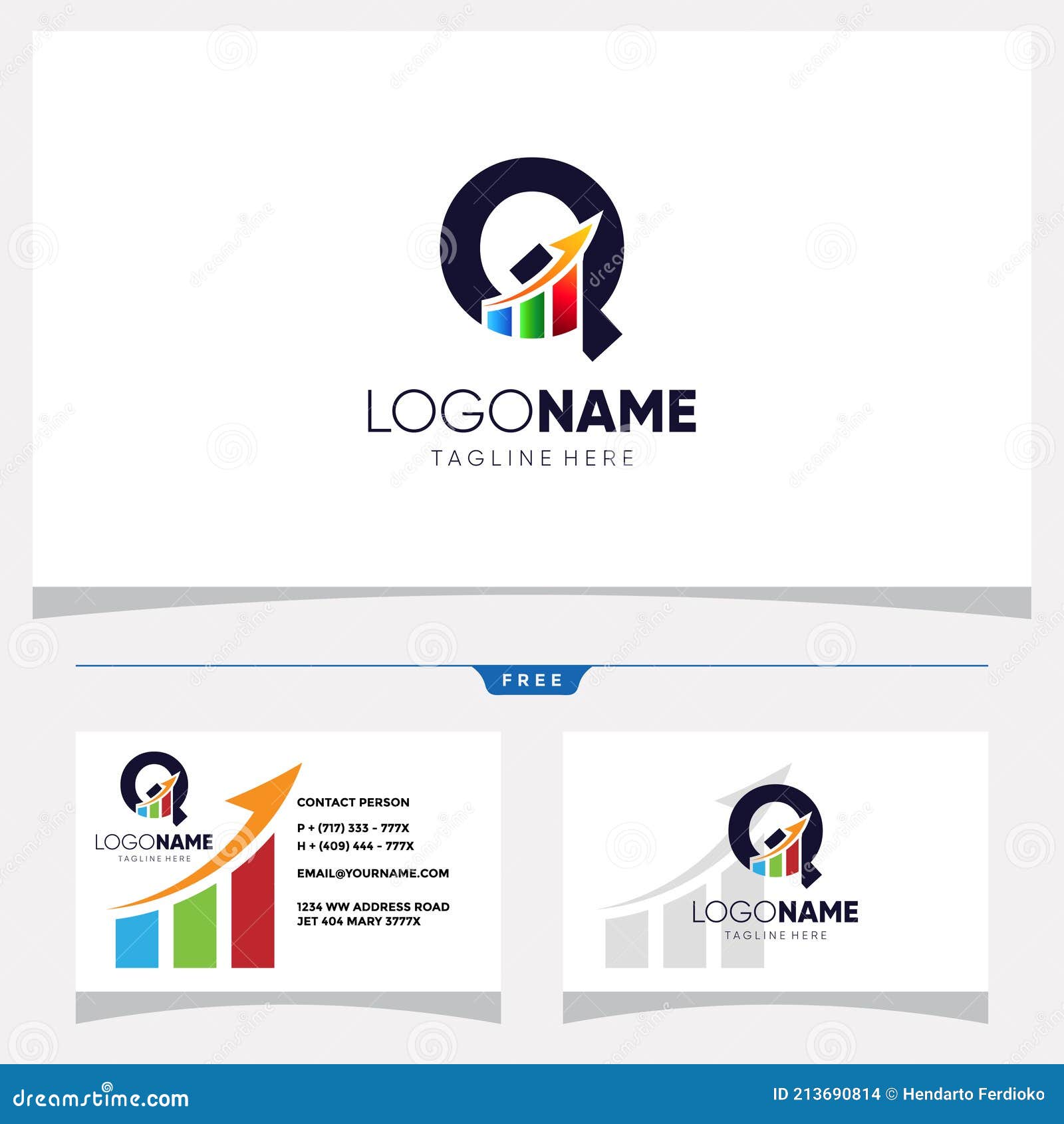 Initial Letter Q Chart Bar Logo Design and Bussiness Card Vector ...