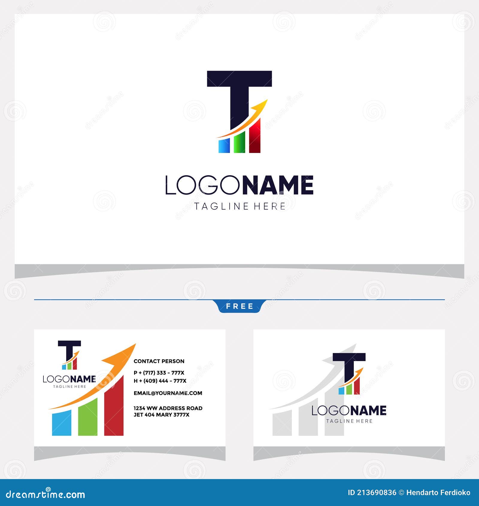 Initial Letter T Chart Bar Logo Design and Bussiness Card Vector ...