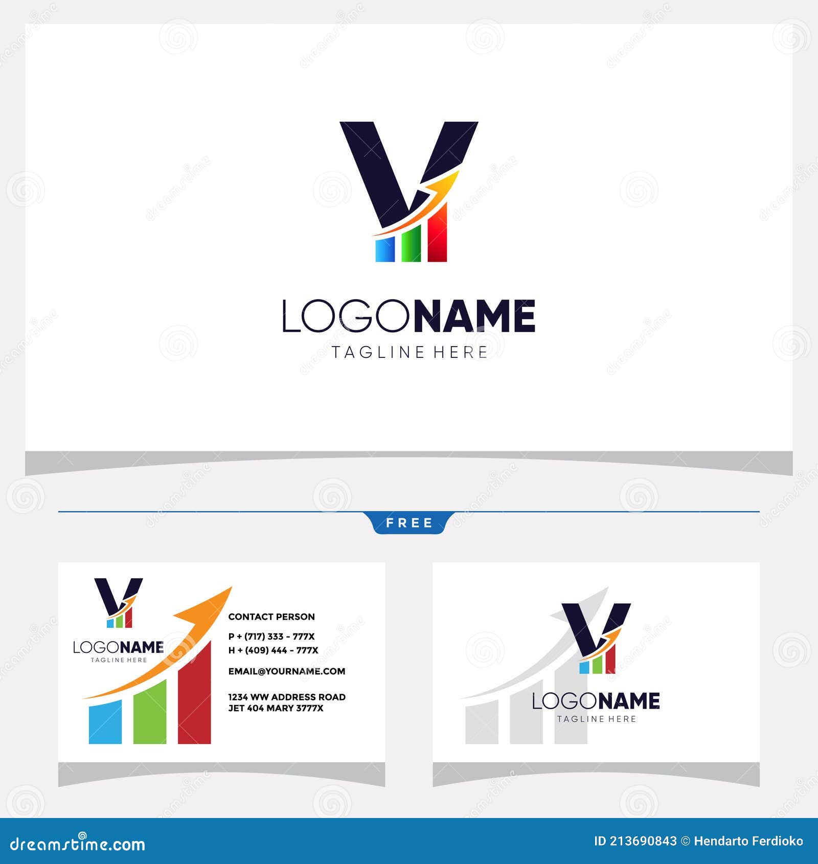 Initial Letter V Chart Bar Logo Design and Bussiness Card Vector ...